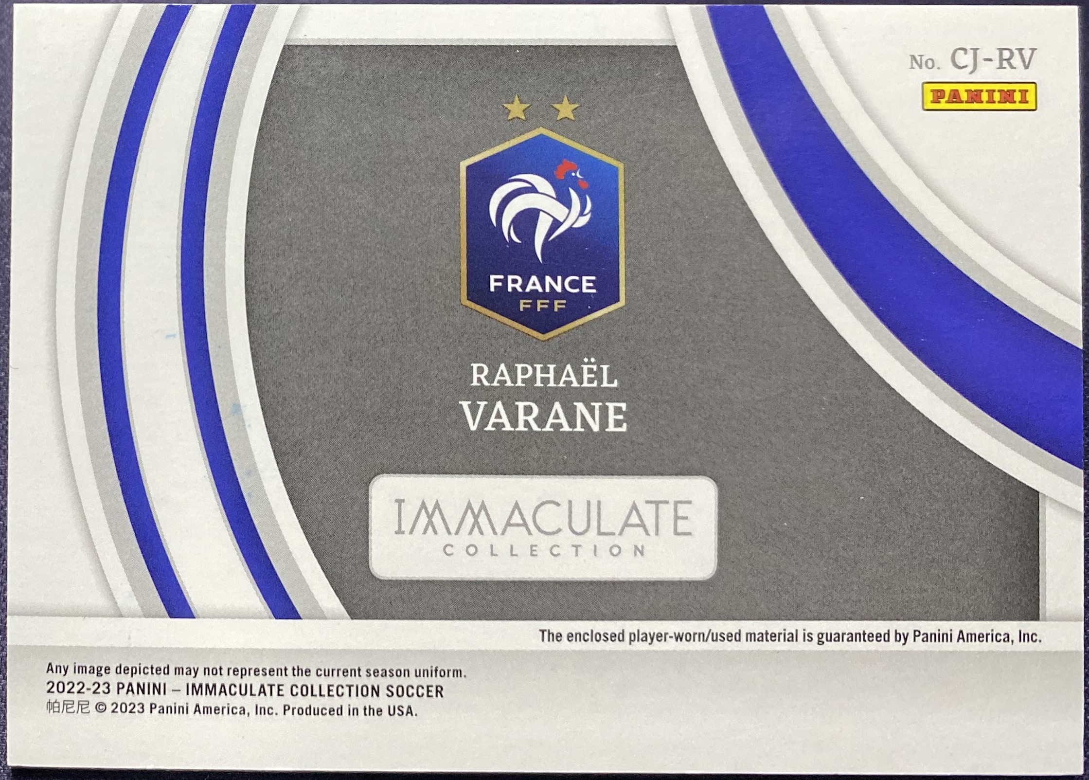 2022-23 Panini Immaculate Raphael Varane 瓦拉内 曼联 法国 爱咪咪 32/49编 低编大窗物料 球员 ...