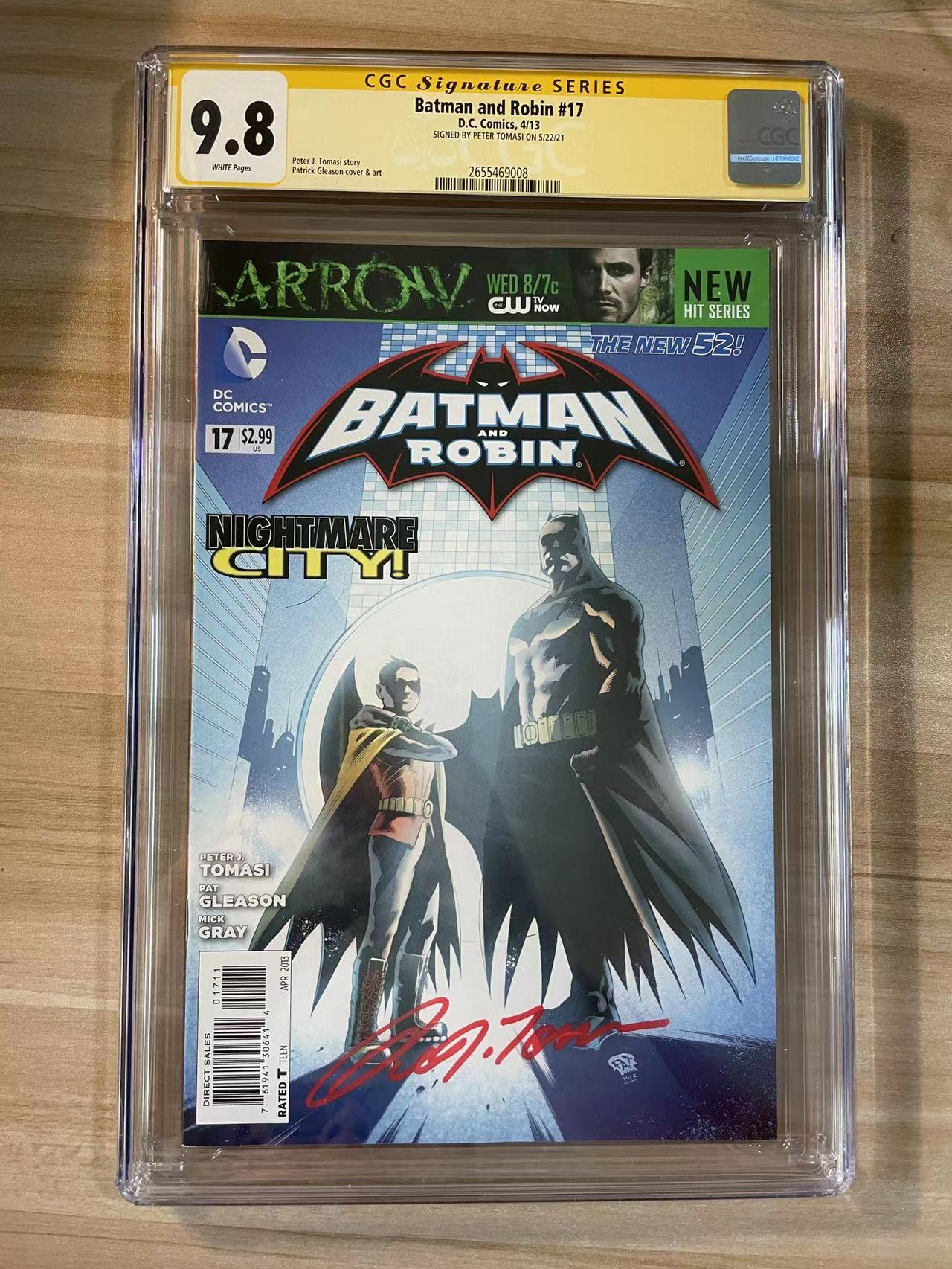 【VIP拆卡社】Batman&Robin #17 DC漫画 画师Peter Tomasi 签名 CGC9.8 美漫 期刊 黄砖 卡淘