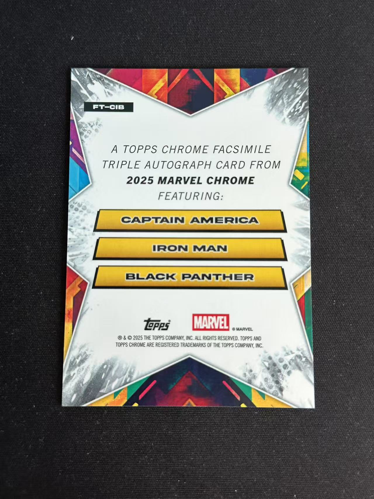 2025 Topps Marvel (MCU) Chrome 美国队长 黑豹 钢铁侠 25编 橙折 三人 签字 印签 漫威TC 系列亮点 收藏 ...