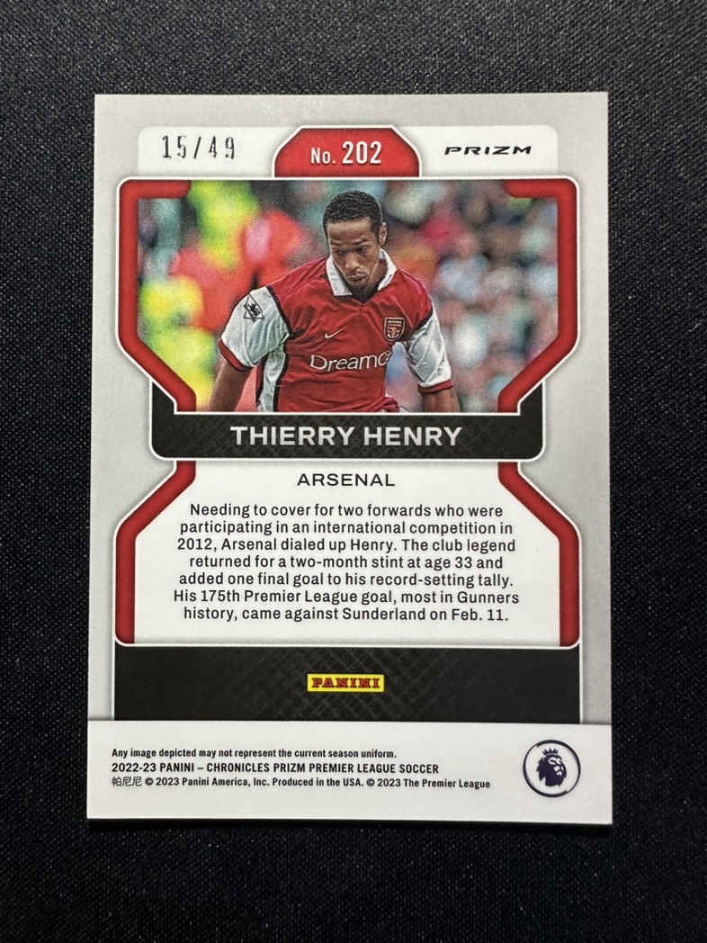 2022-23 Panini Chronicles Thierry Henry 编年史prizm 阿森纳 亨利 15/49编 差一位同背 蓝折 ...