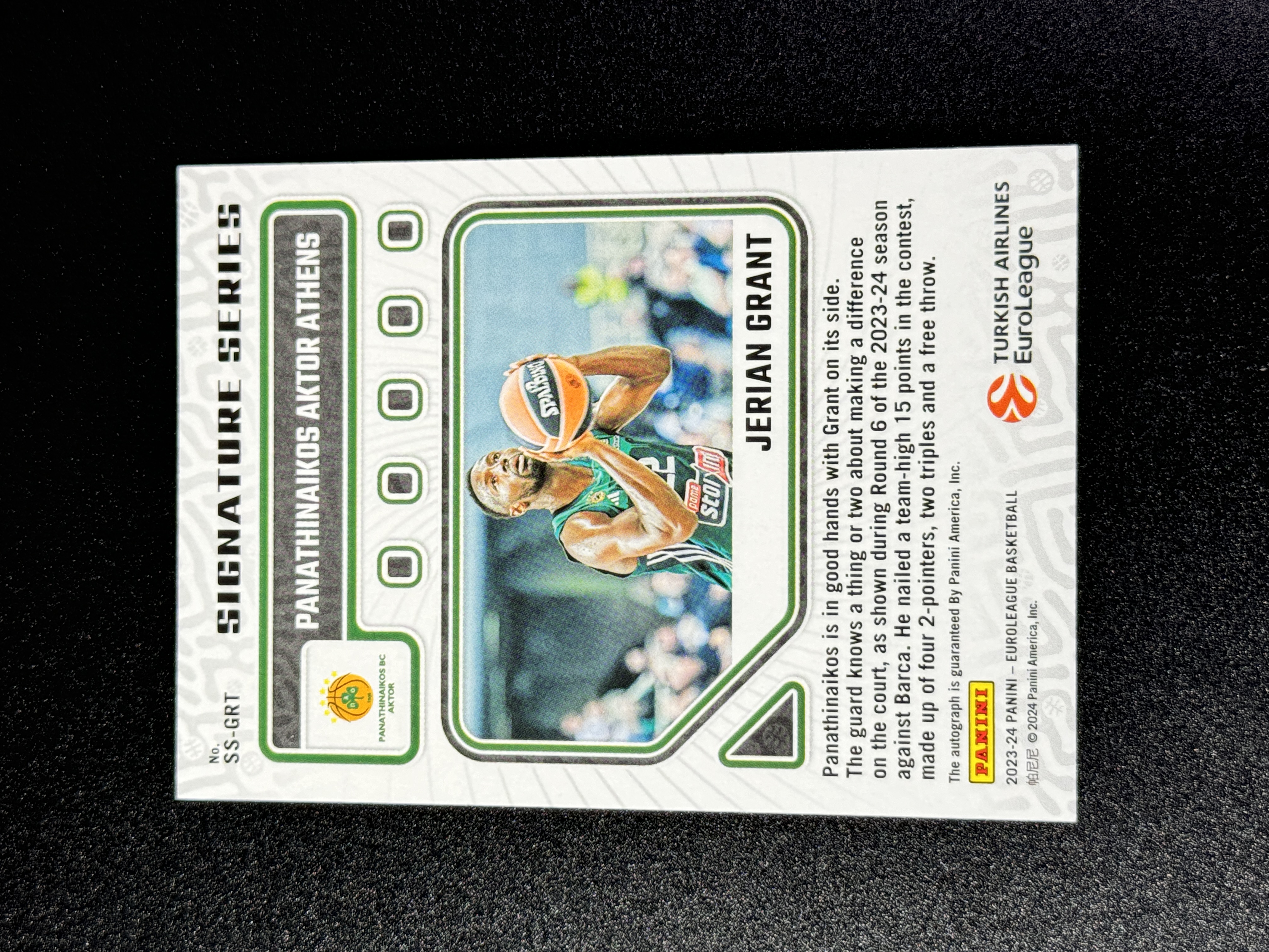 【喷子拍卖】 2023-24 Panini Euroleague Jerian Grant 欧洲联赛 帕纳辛纳科斯 杰里安 格兰特 签字 ...