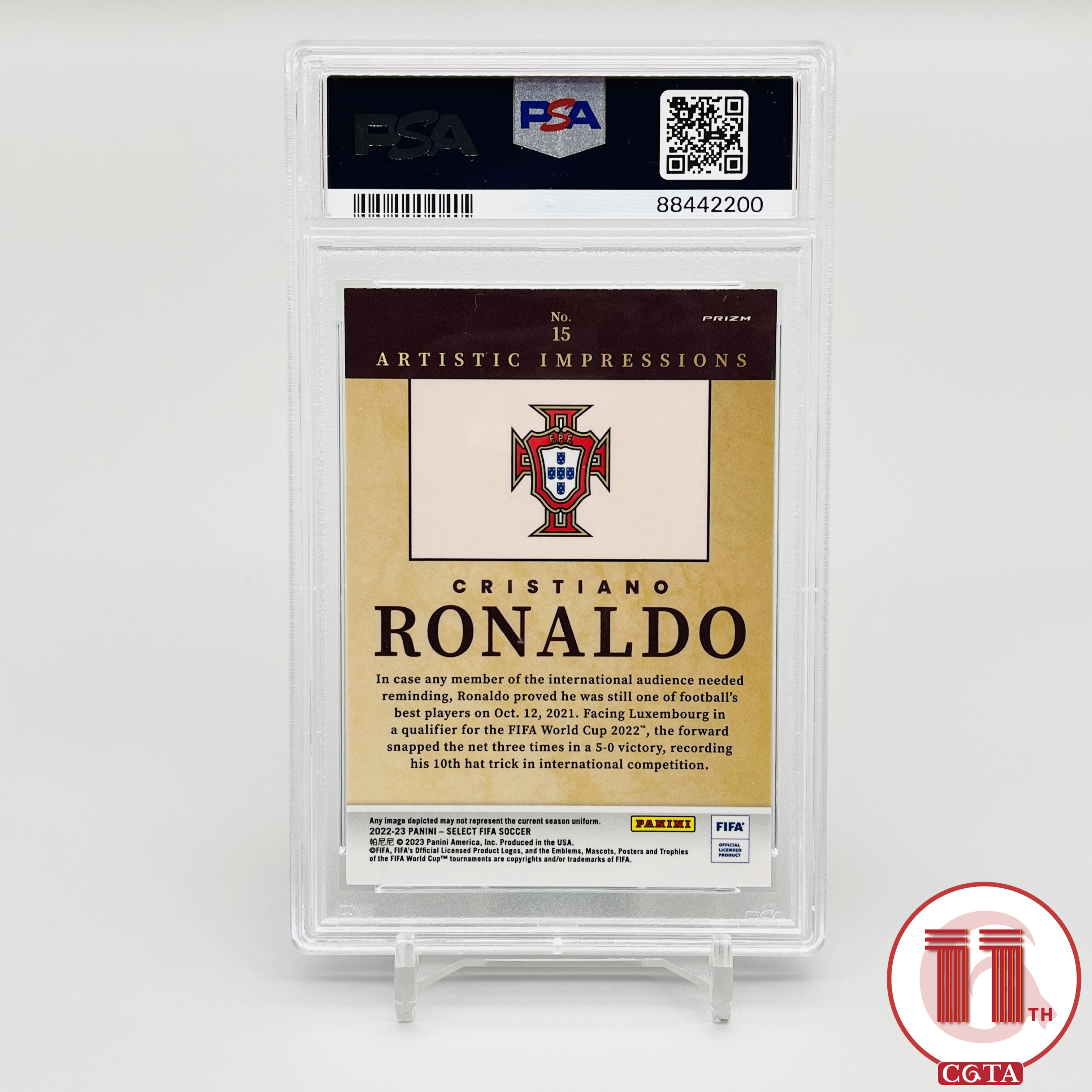 【CGTA P10 C罗】2022-23 Panini FIFA Select 葡萄牙 C罗 银折 大比例 艺术印象特卡 PSA评级10分 ...
