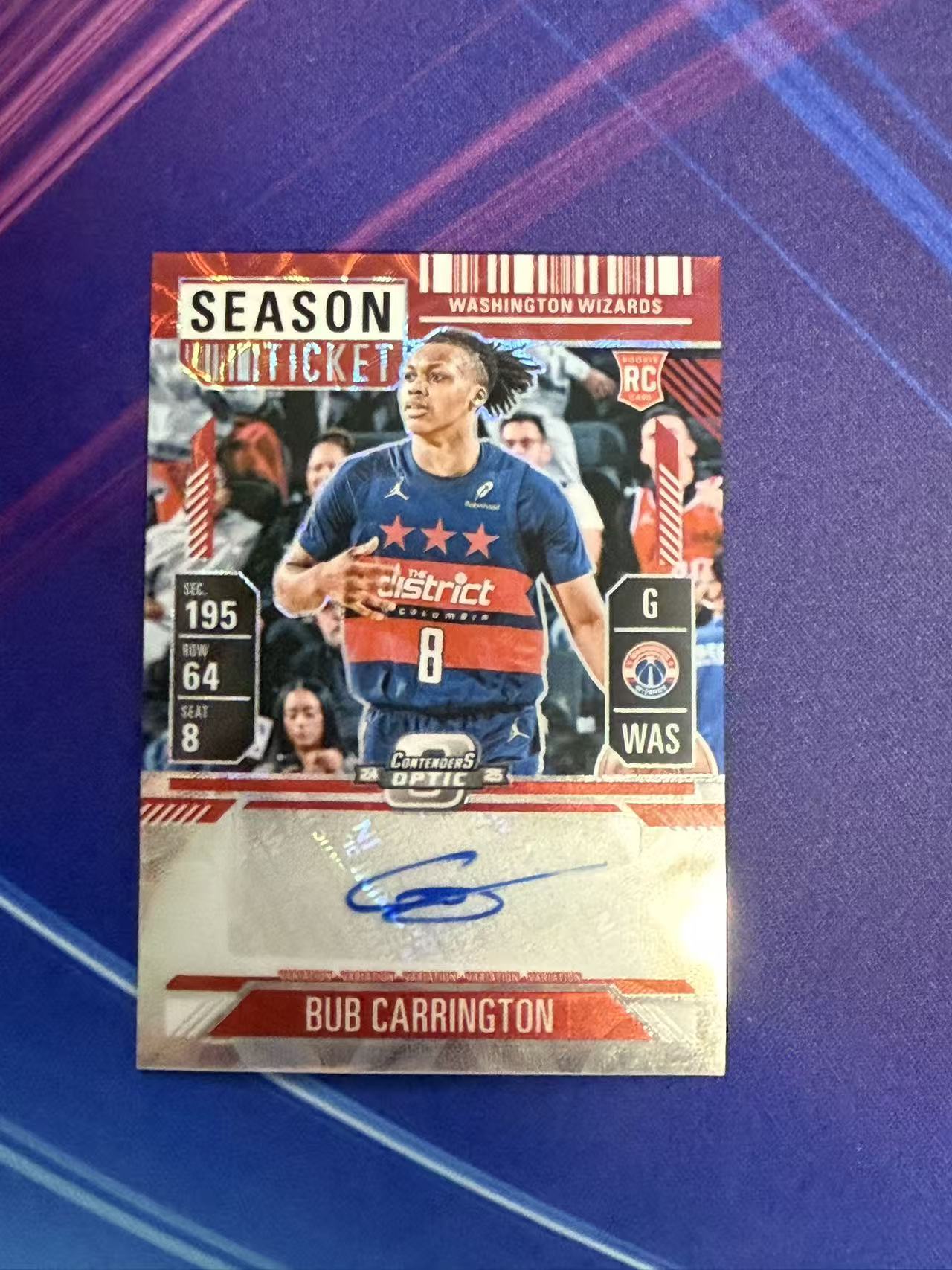 2024-25 Panini Mosaic Bob Carrington RC 马赛克 新秀 奇才 卡灵顿 签字 球票签字 圈圈折 oldB 卡淘