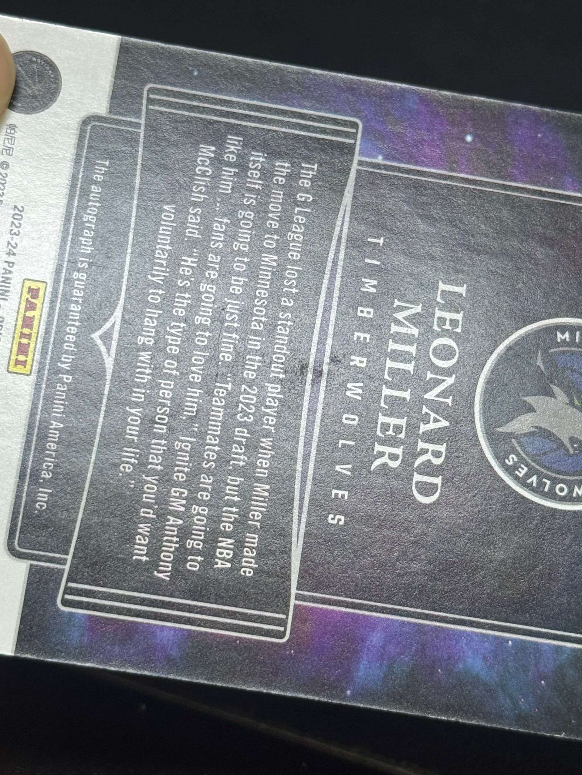 【浩行拍卖 截标预付82%】2023-24 panini origins leonard miller 起源 森林狼 伦纳德 米勒 RC 新秀 ...