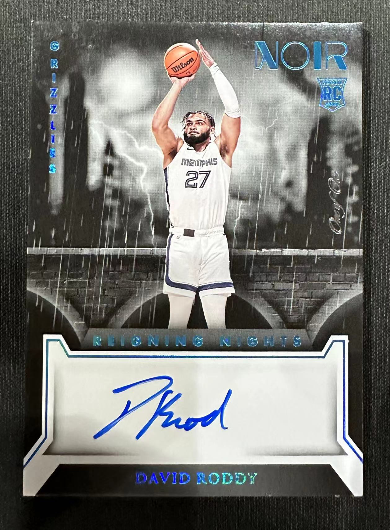【长安代卖】2022-23 Panini Noir David Roddy 诺尔 灰熊 新秀RC 大卫罗迪 签字 统治夜 湖水蓝 1/1 ...