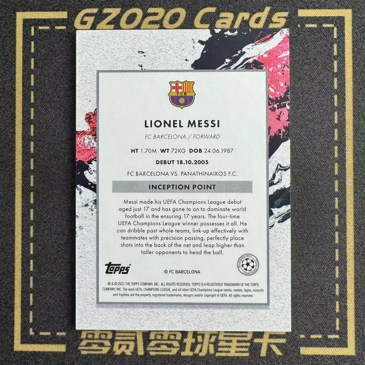 2021 Topps Inception Lionel Messi 元年盗梦 梅西 梅球王 第一阵容 Base 经典选图 收藏必备 巴萨 ...