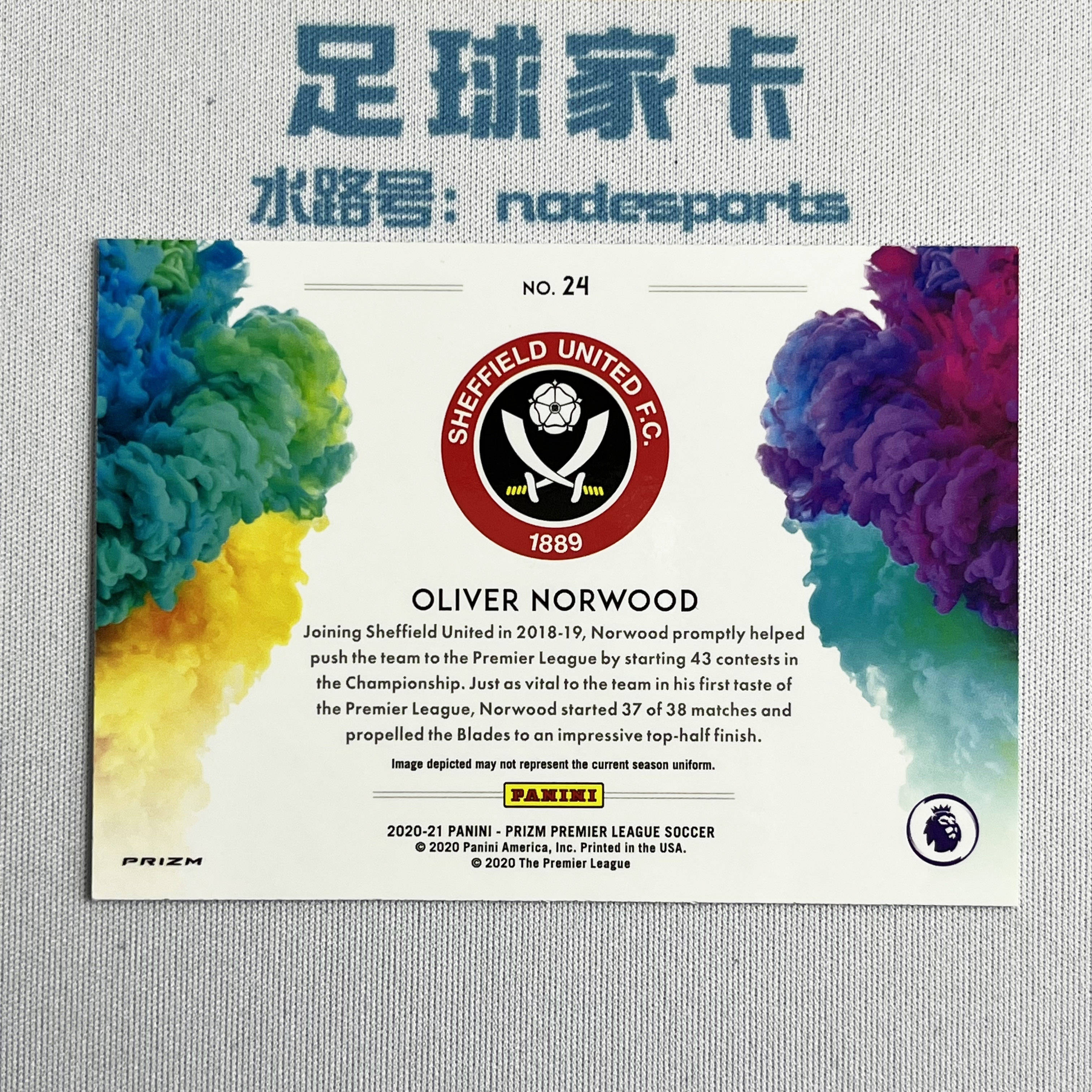 【足球家卡】树 2020-21 Panini Prizm 帕尼尼 英超 谢菲联 奥利弗 诺伍德 Oliver Norwood 泼墨特卡 大比例 ...