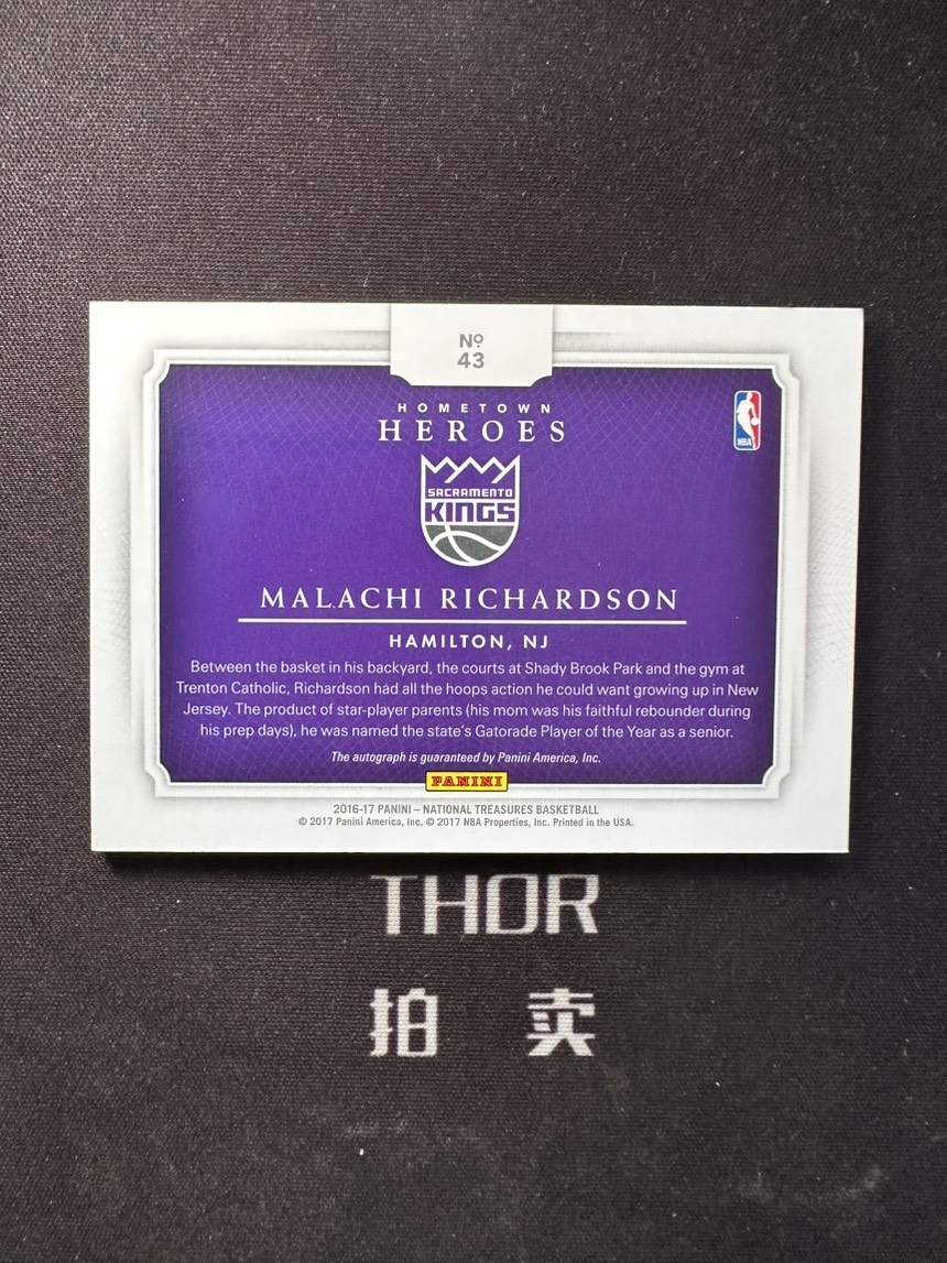 【Thor拍卖 只发顺丰不累计】2016-17 National Treasures Malachi Richardson 国宝 国王 ...
