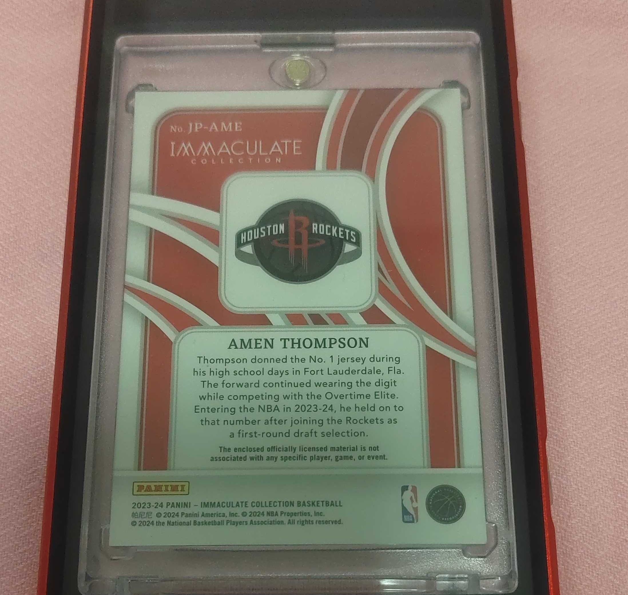 2023-24 Panini Immaculate Collection Amen Thompson RC 阿门汤普森 新秀 rc 真字母 ...