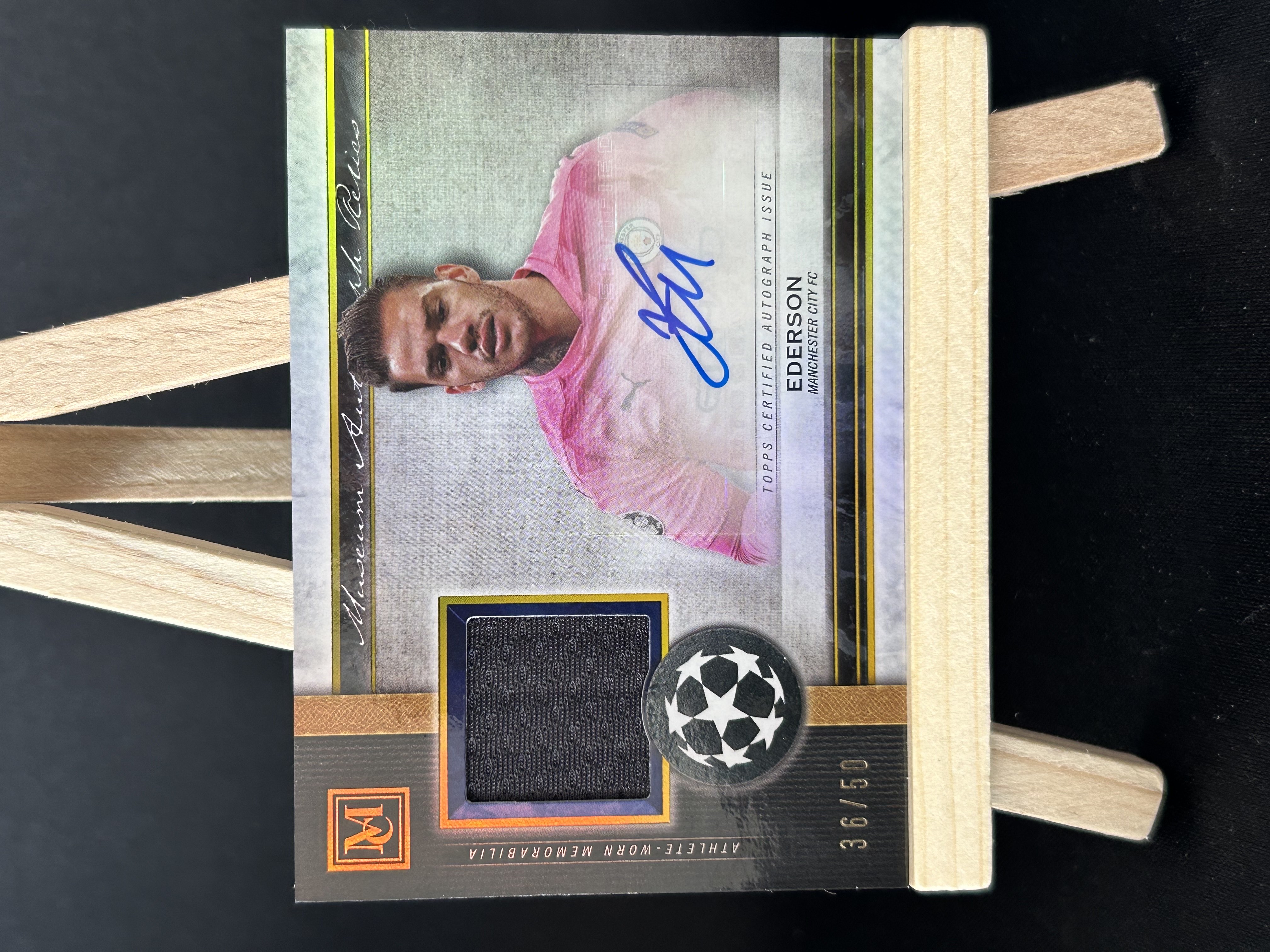 2021 Topps Museum Ederson 欧冠 博物馆 埃德森 曼城 PA 签字 球衣物料 36/50编 门神 球衣切割 实卡帅气 ...