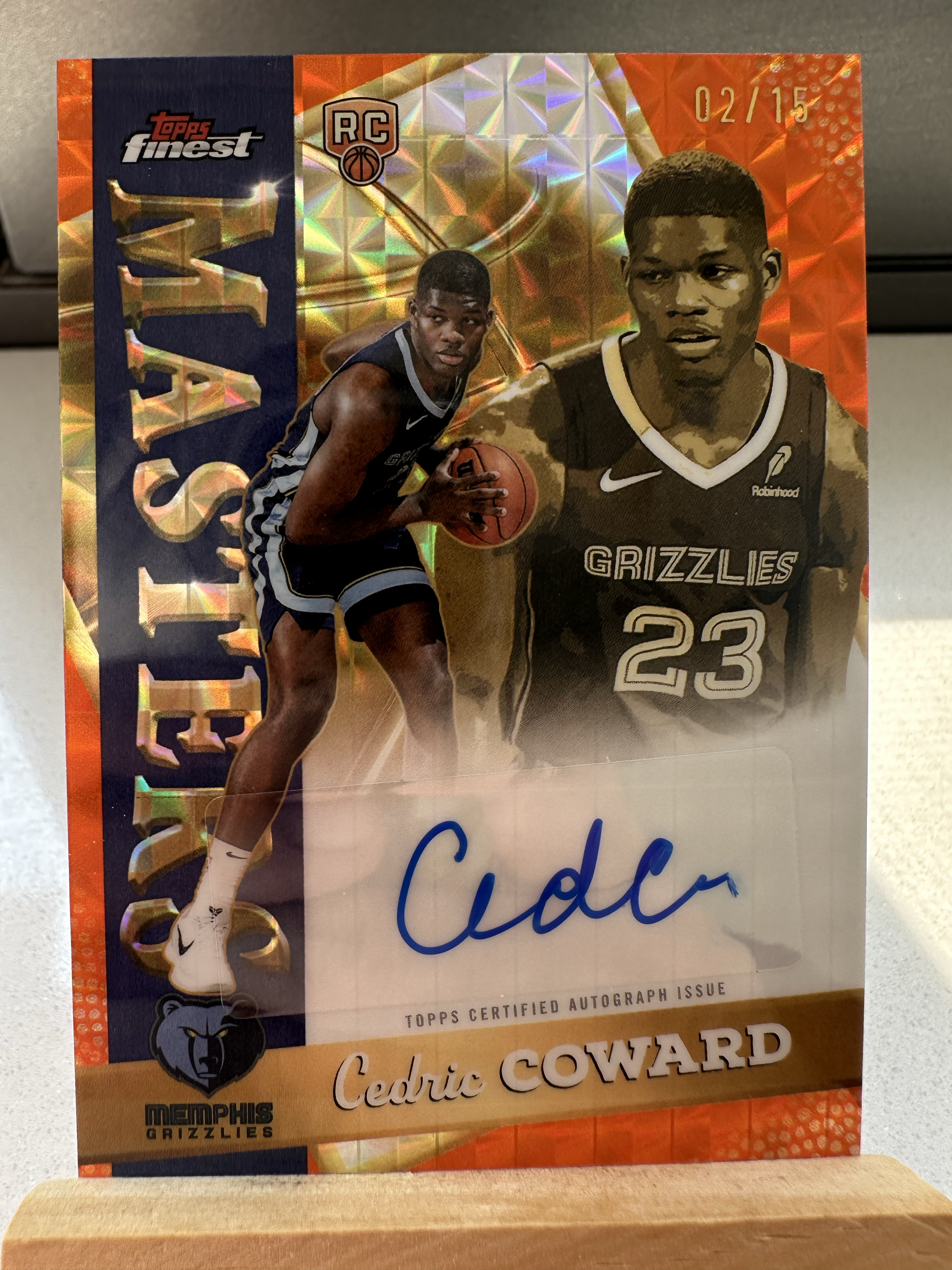 2025-26 Topps Finest Cedric Coward RC 塞德里克 考沃德 灰熊 新秀 02/15编 低编 橙马赛克折 ...