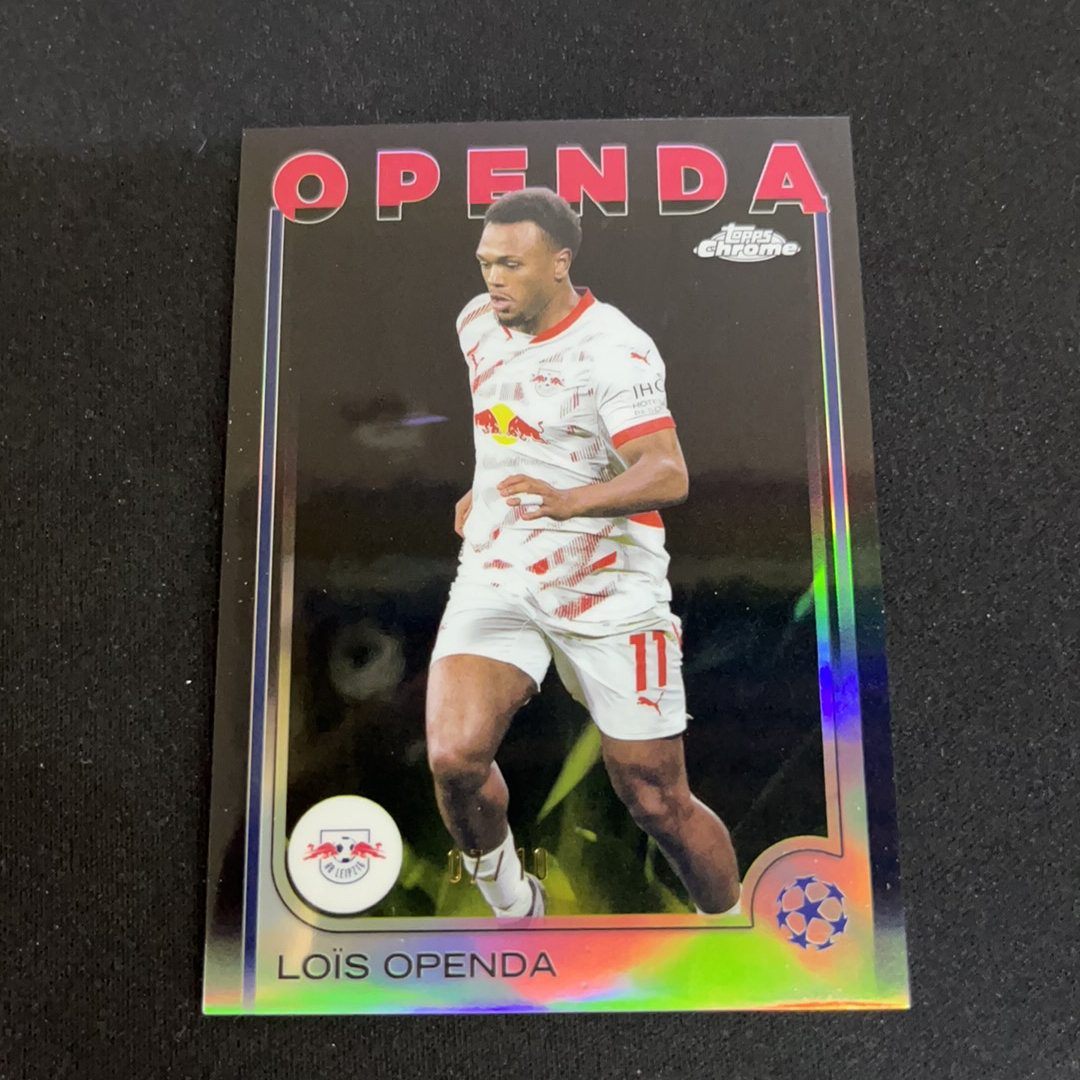 2025 Topps Chrome openda 【SS】欧冠 TC 莱比锡红牛 奥蓬达 黑折射 07/10编 超低编 收藏必备 ...
