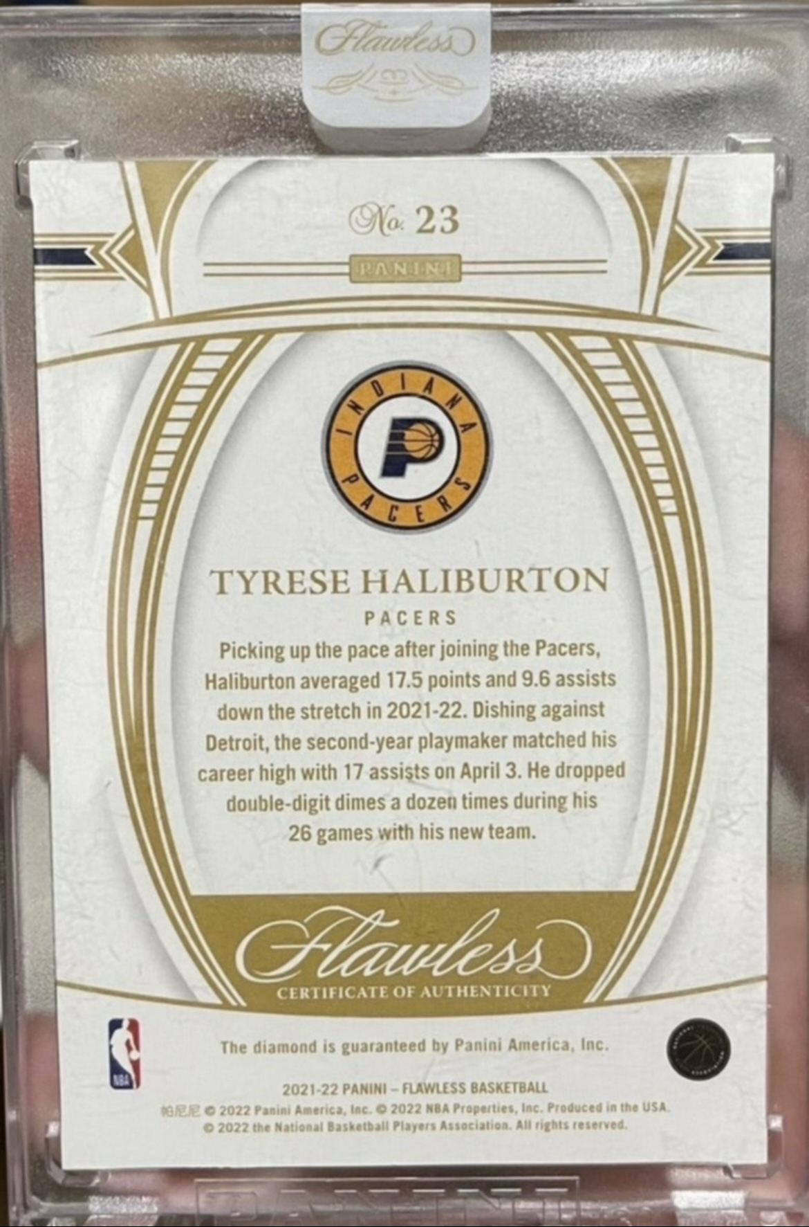 2021-22 Panini Flawless Tyrese Haliburton 【 ️5张 哈里伯顿】哈利博顿5/5相当于1/1 ...