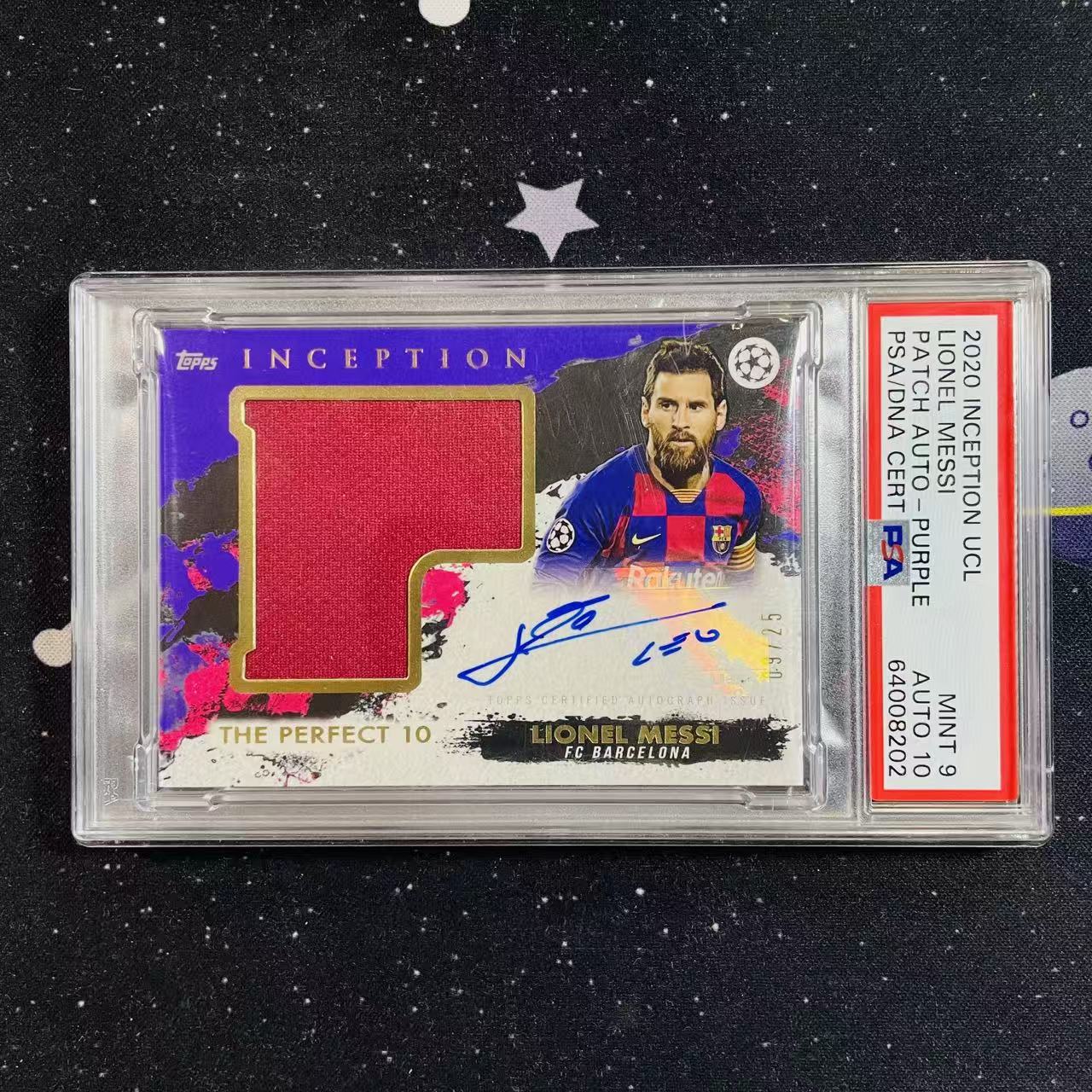 2020 Topps Inception Lionel Messi 盗梦 元年 梅西 09/25编 泼墨 签字 PSA9分 签字10 欧冠决赛 ...