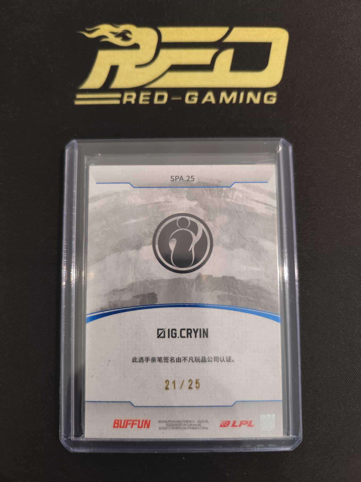 2023 Buffun LPL CRYIN 不凡玩品 杰作MASTERPIECE系列选手卡 选手单人签字卡 IG-CRYIN 袁成伟 21/25编 冰川蓝【佛光普照】【RED代拍】 卡淘