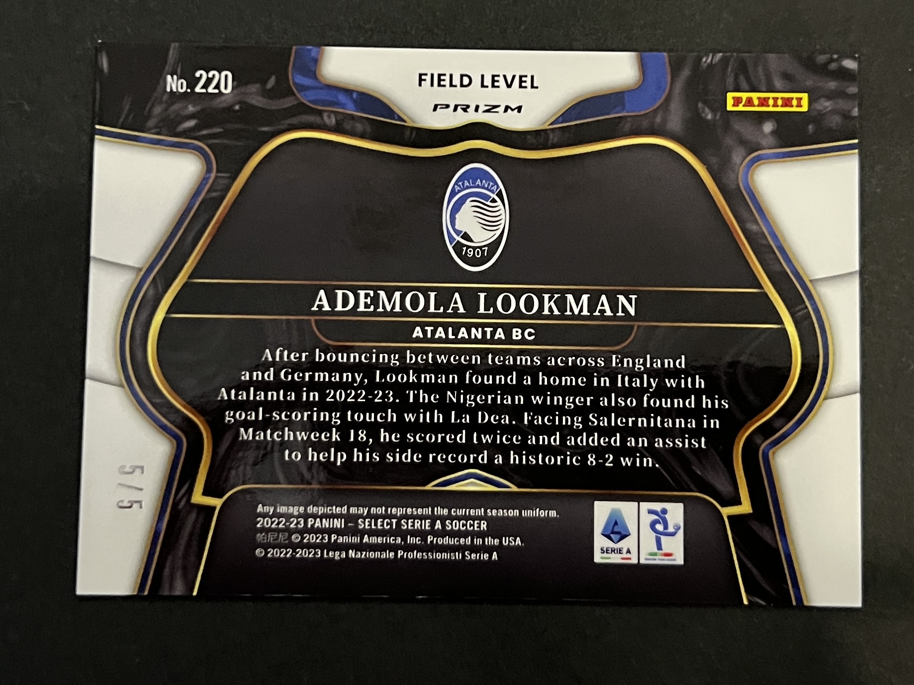 2022-23 Panini UEFA Champions League Ademola Lookman 卢克曼 三级卡 限量5/5对子尾编≈ ...