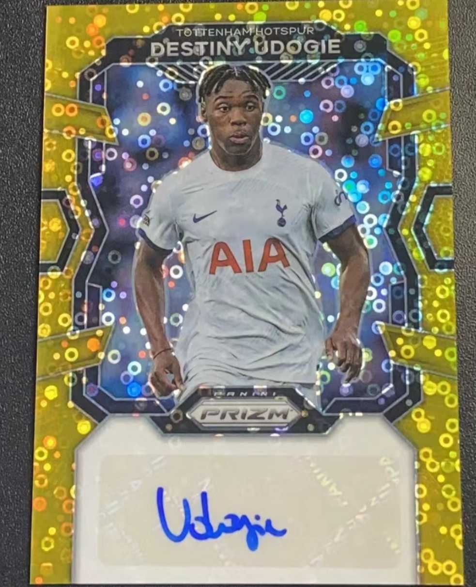 2023-24 Panini Prizm Destiny Udogie 英超 PZ 热刺 乌多吉 乌多基 签字 金签 金折 折射 02/10编 ...