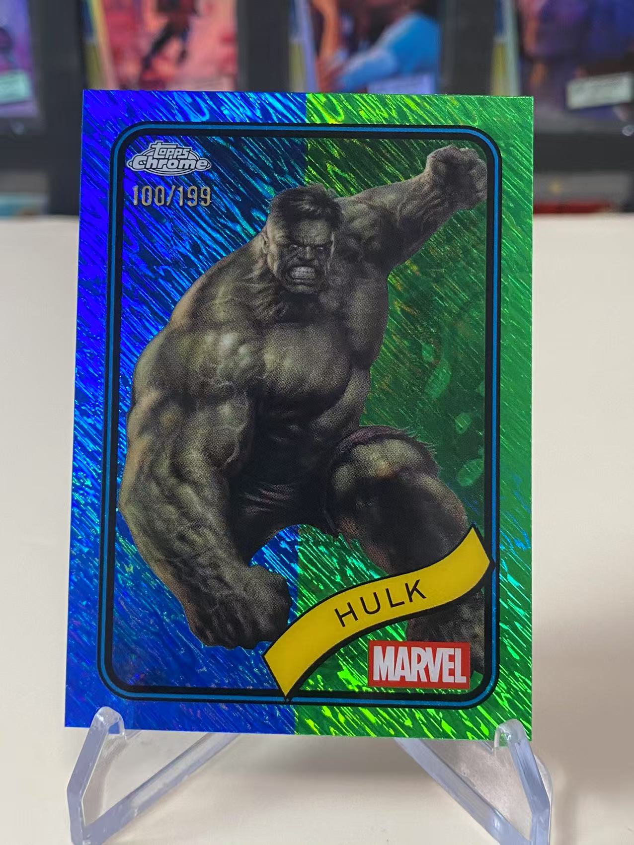 2025 Topps Marvel (MCU) Chrome 漫威 TC 蓝绿双色折 限编100/199 浩克 HULK 收藏专收 卡品如图 ...