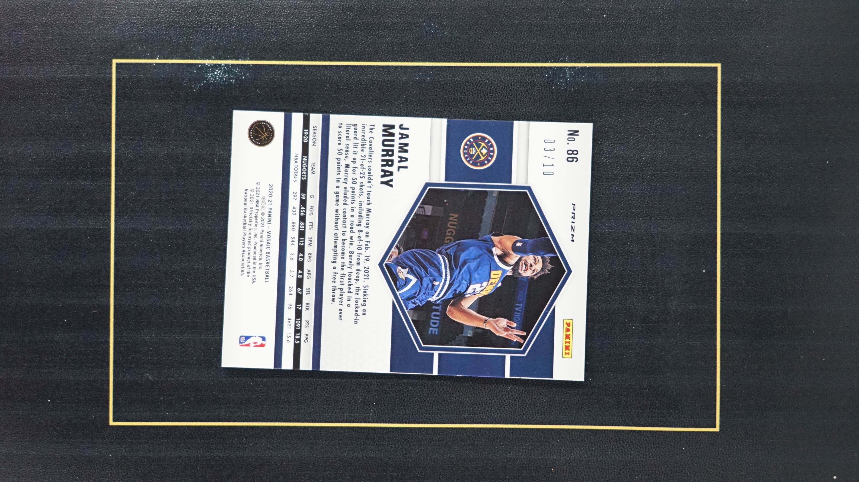 2020-21 Panini Mosaic Jamal Murray 马赛克 掘金 贾马尔 穆雷 10编 金泡泡折 折射 ...