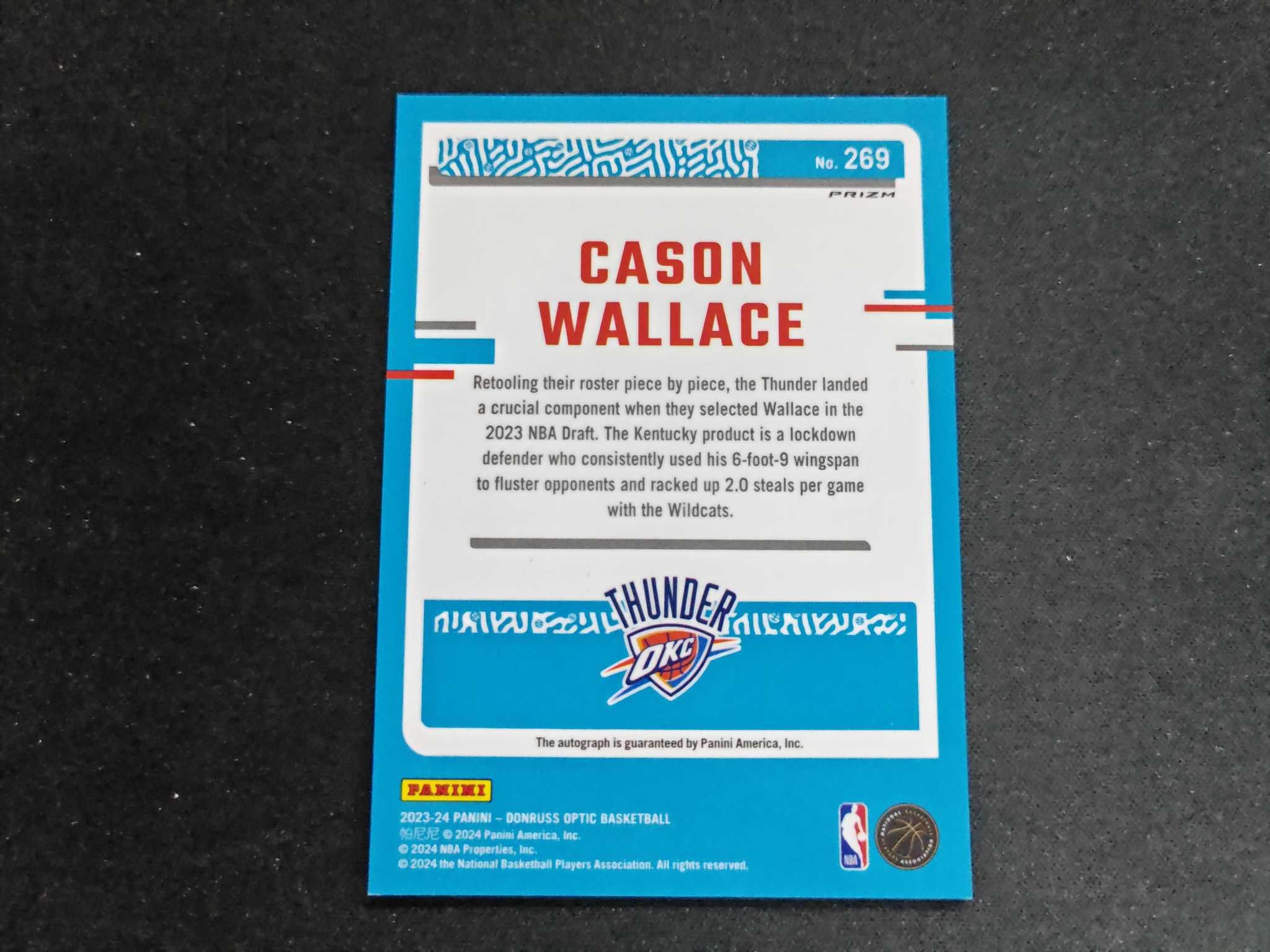2023-24 Panini Optic Cason Wallace RC SC球星卡 杜蕾斯op 新秀 雷霆 凯森华莱士 卡签 红mojo ...