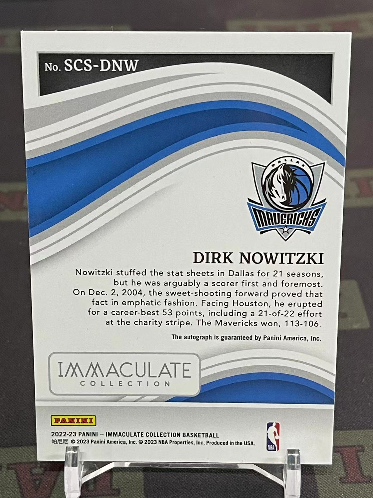 2022-23 Panini Immaculate Dirk Nowitzki IMM 德克 诺维斯基 绿版Green 得分俱乐部 镜面签字 ...