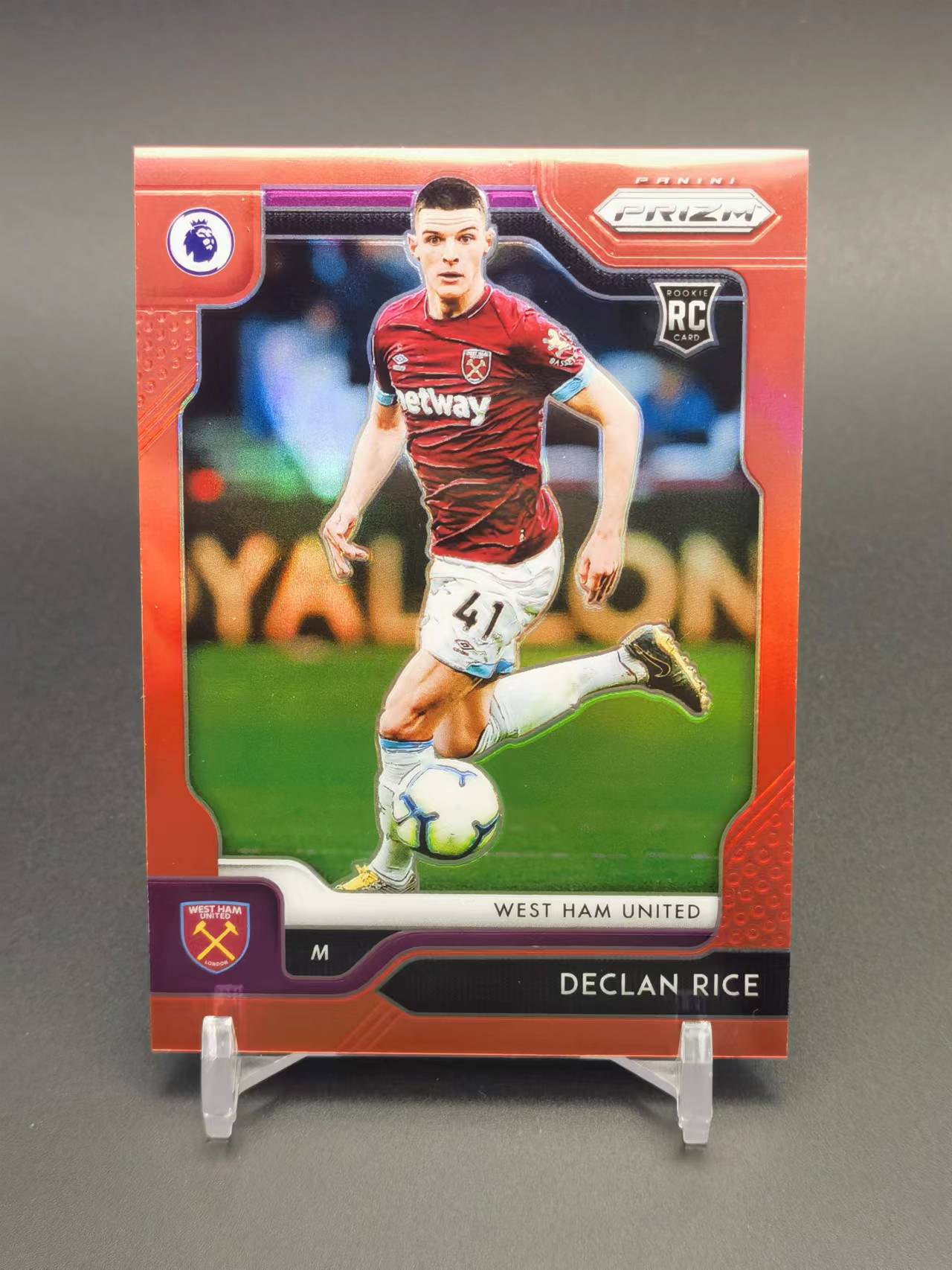 2019 Panini EPL Prizm Declan Rice RC 【承蒙抬爱】德克兰 赖斯 /149编红折 球衣色 新秀 西汉姆联队长 ...