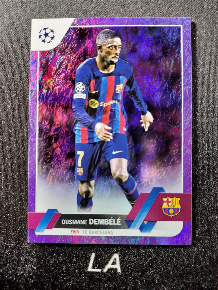 【LA拍卖】2023 Topps UCC Ousmane Dembele 欧冠碧玉 登贝莱 法国 巴黎圣日耳曼 巴萨 紫玉折 base /15 ...