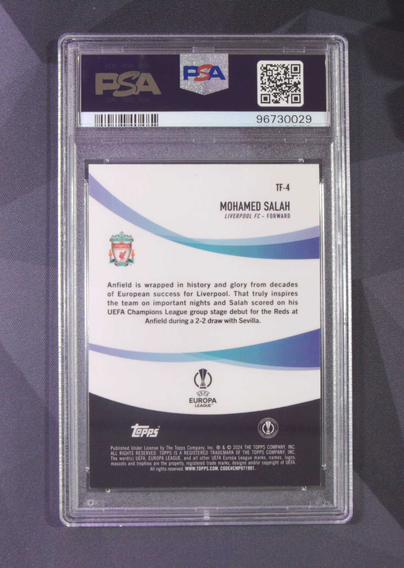 2023-24 Topps Chrome Mohamed Salah 穆罕默德 萨拉赫 TIFO特卡 大比例 SP 红军 利物浦 埃及 PSA ...