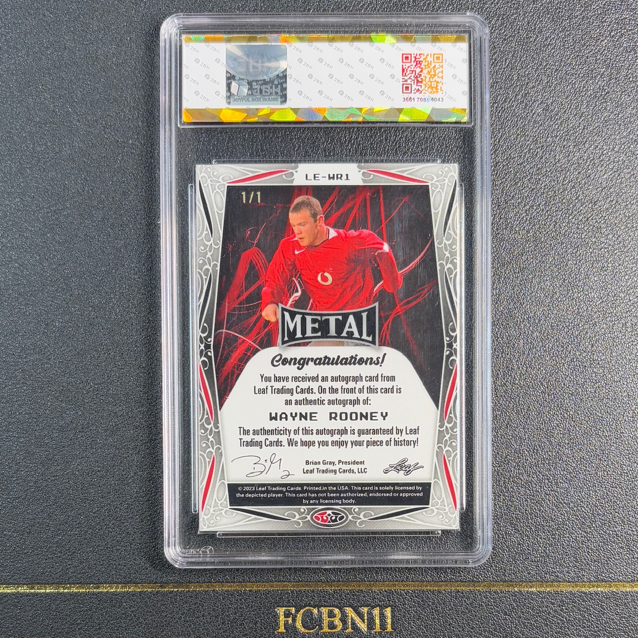 【FCB拍卖】2023 LEAF METAL WAYNE ROONEY 韦恩 鲁尼 签字 一编 1/1 红折 JBH10分 英格兰 曼联 ...