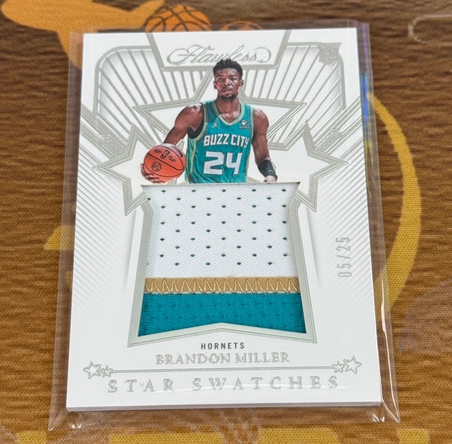 2023-24 Flawless Brandon Miller RC 手提 新秀 布兰登 米勒 05/25编 SS 大窗球衣 物料 ...