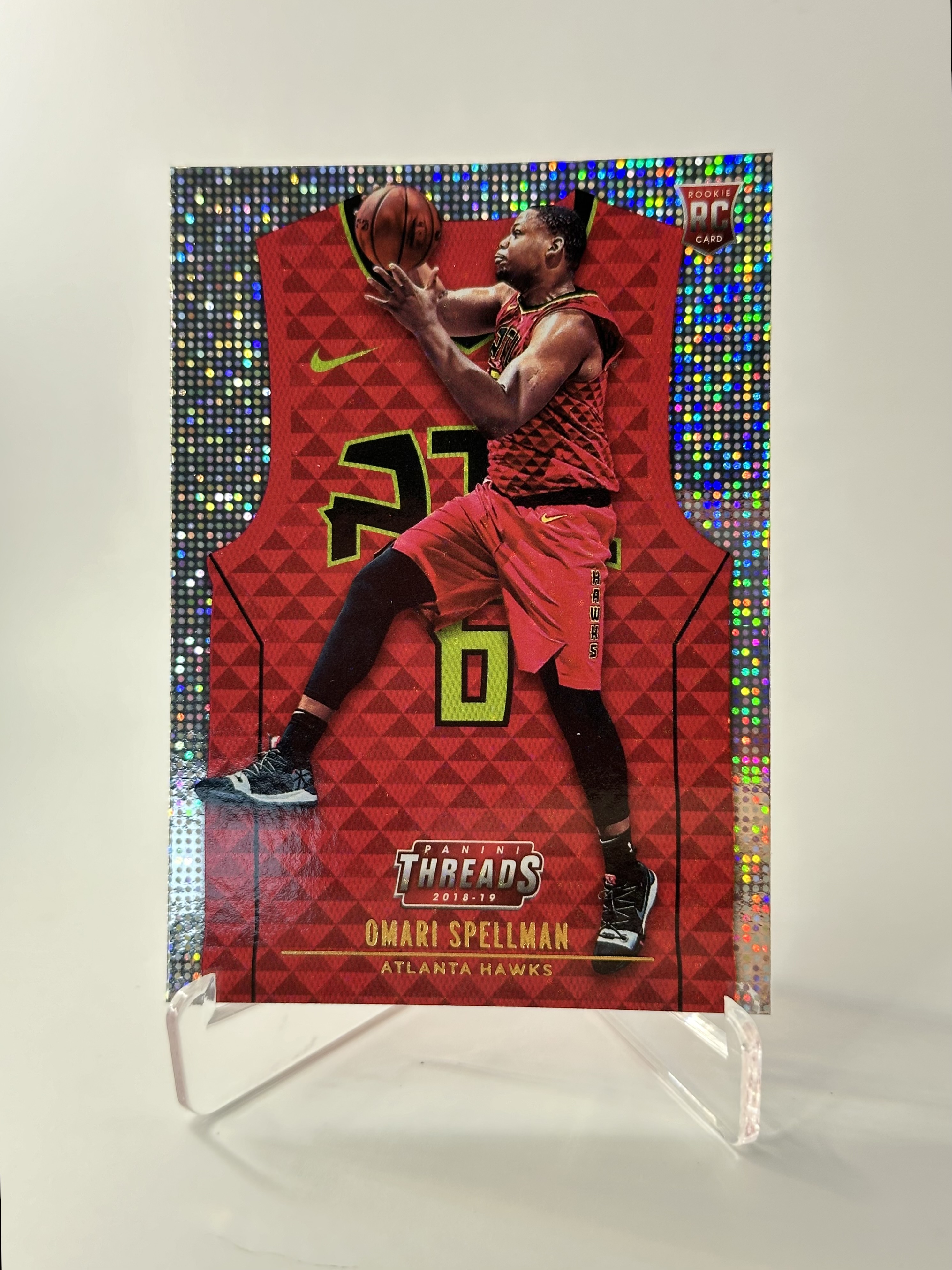 2018-19 Panini Threads Omari Spellman RC 小背心 老鹰 奥马里 斯佩尔曼 RC 新秀 点点折 银折 ...