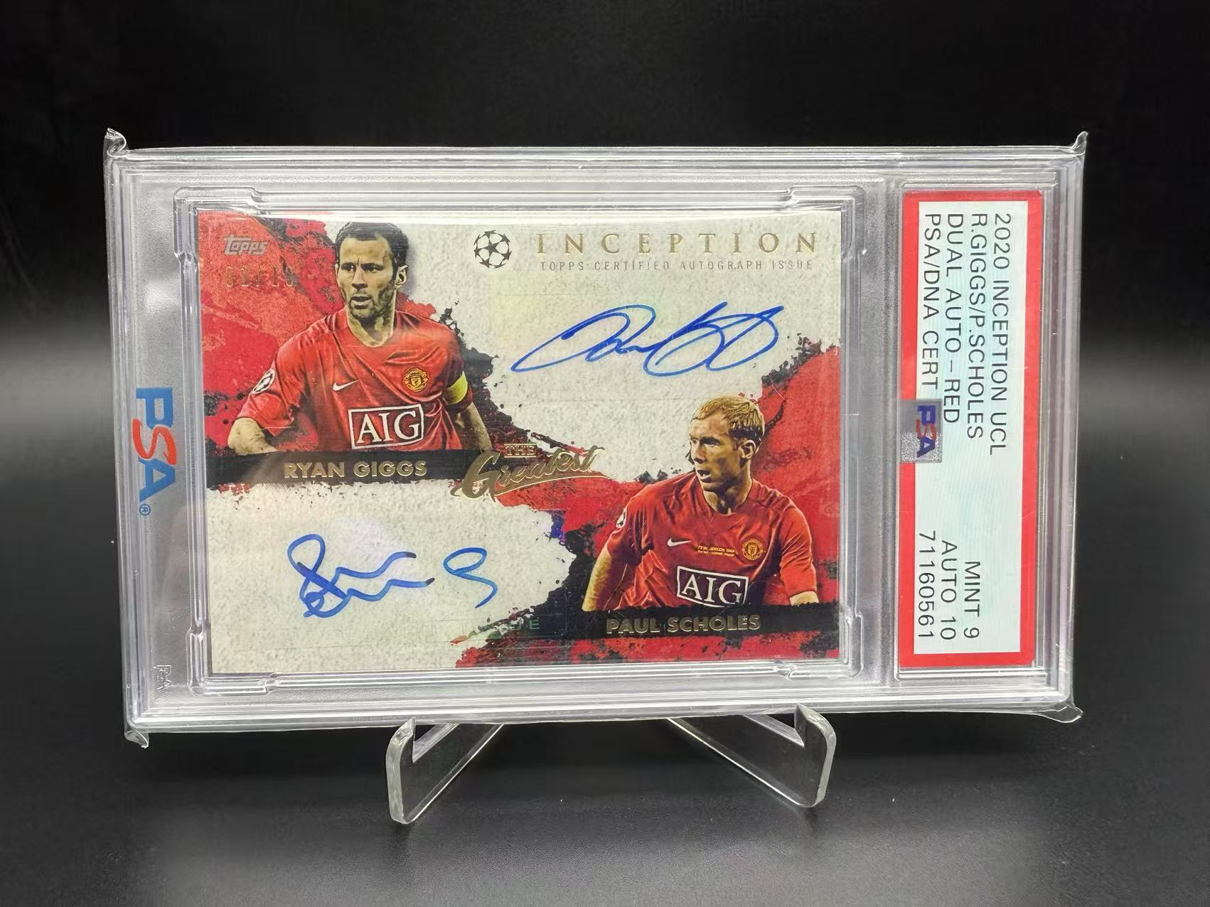 2020-21 Topps inception Paul Scholes 【湖水蓝拍卖】斯科尔斯 吉格斯 签字 10编 PSA9 AUTO10 POP1 1/10 双签 曼联 英格兰 红折 ...