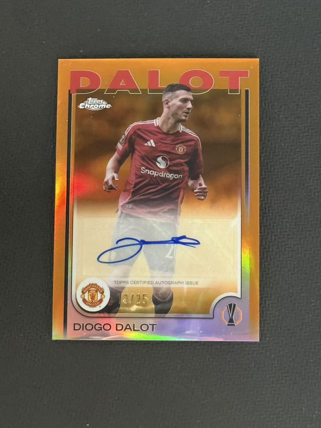 2025 Topps Chrome Diogo Dalot 欧冠TC 曼联 达洛特 签字 12/25编 橙折 带编折射 圣诞编 卡品如图 专收 ...