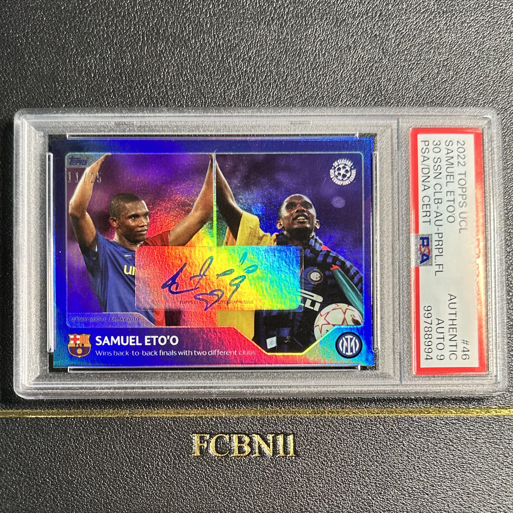 【FCB拍卖】2022 TOPPS 30SEASONS ETO'O 埃托奥 签字 25编 11/25 选图背靠背三冠王 PSA签字9分 巴萨 ...