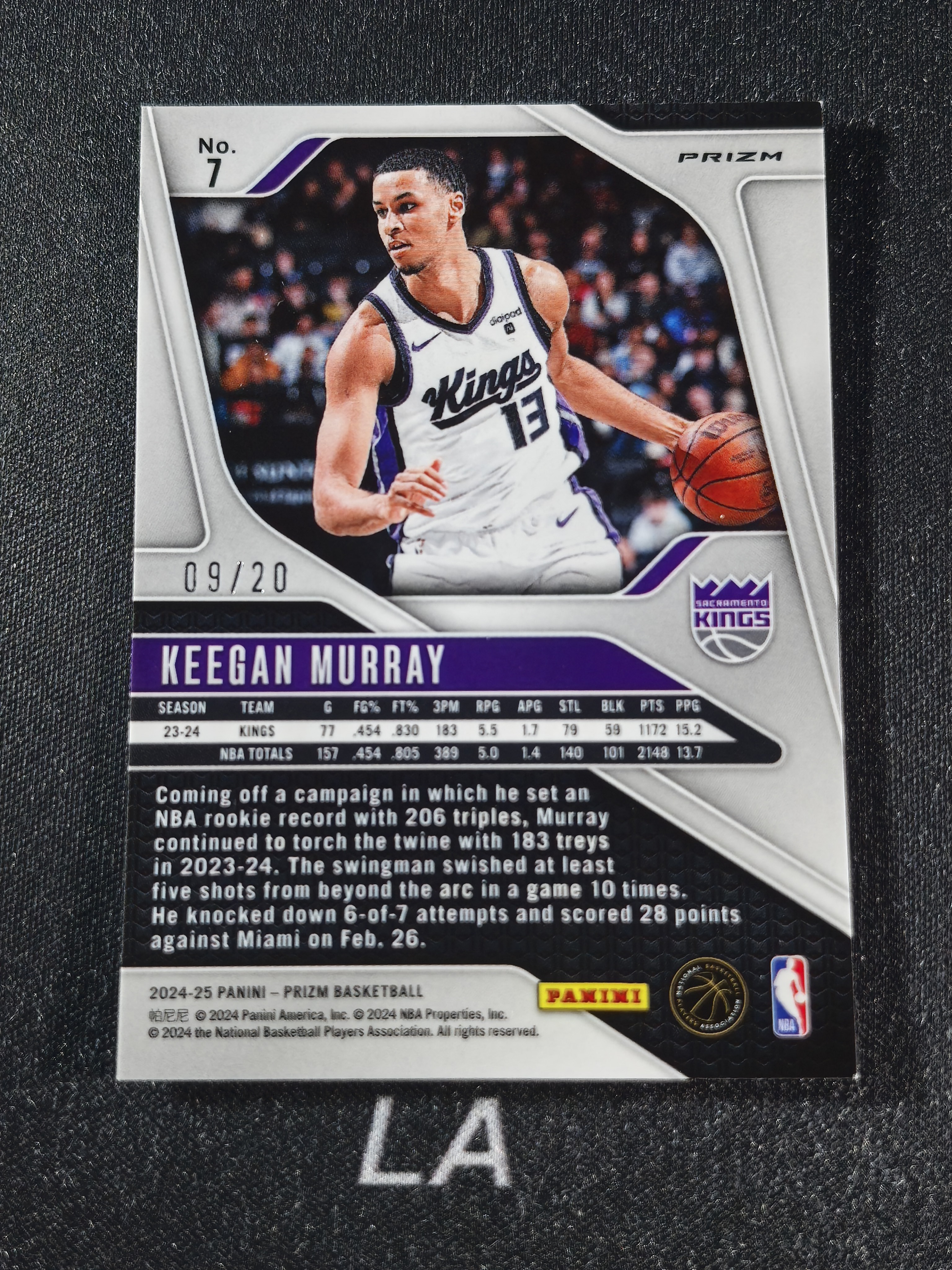 【LA拍卖】2024-25 Panini Prizm Keegan Murray 基根 默里 基根 穆雷 大热新秀 国王 樱花折 樱花圈圈折 ...