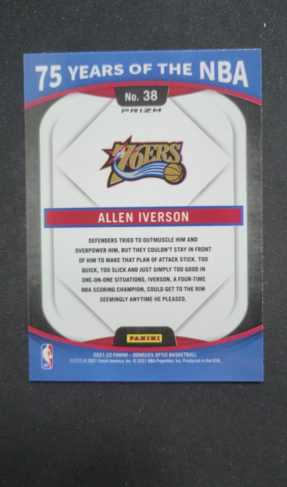 【UCS拍卖 slh07】2021-22 Panini Donruss Optic NBA75周年特卡 银折 Allen Iverson 阿伦-艾弗森 答案 76人 卡品如图 卡淘
