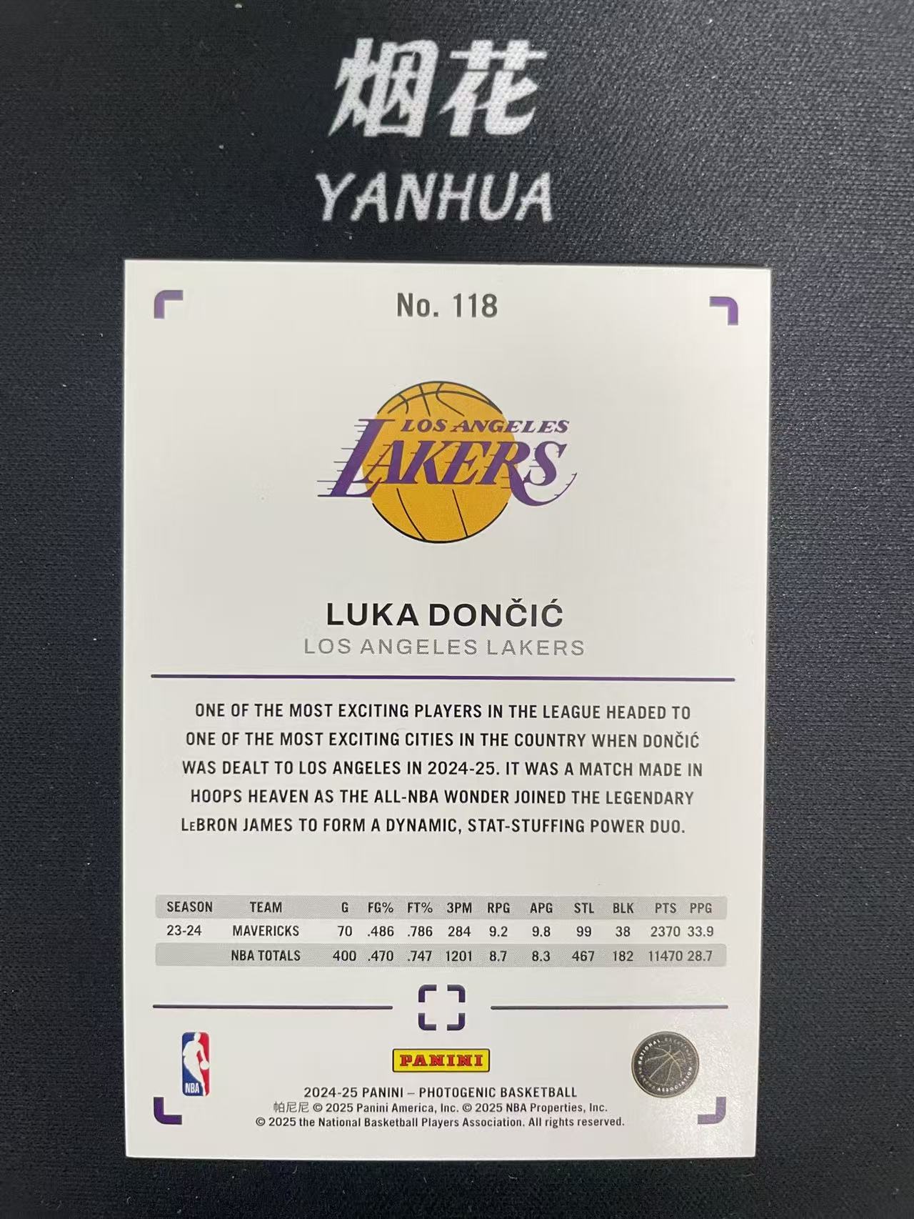 2024-25 Panini Photogenic Luka Doncic 【烟花】湖人 卢卡 东契奇 上镜系列 Base 69/99编 银折 ...