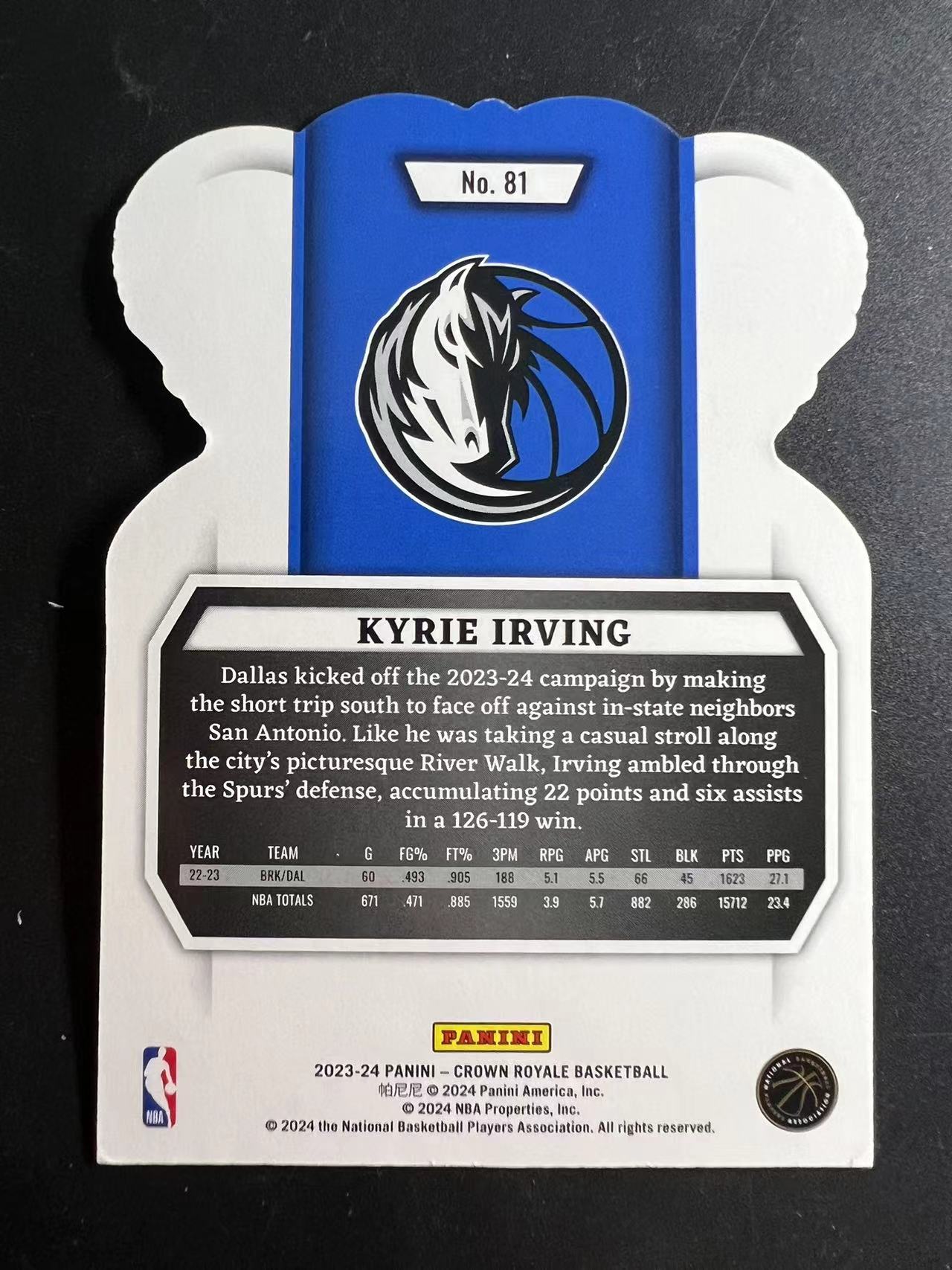 2023-24 Panini Crown Royale Kyrie Irving 【肥猫代卖】白虎 皇冠 独行侠 凯里欧文 99编 碎冰折 ...