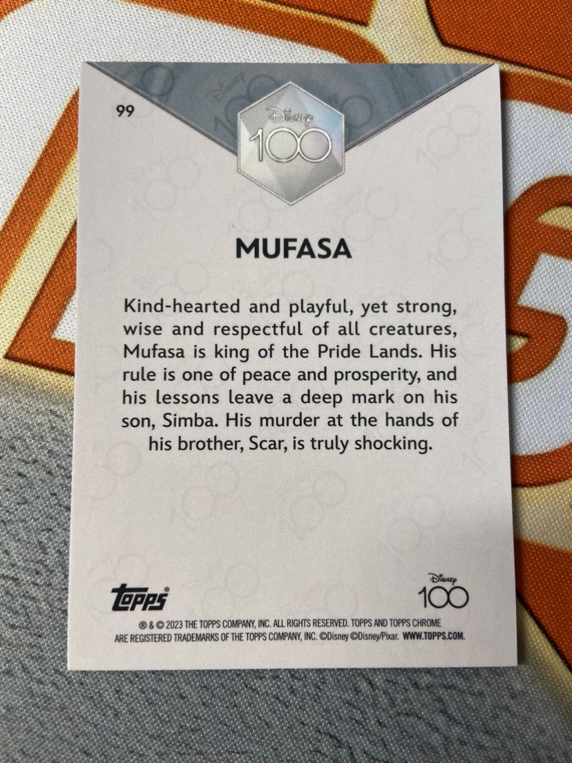 2023 Topps Chrome Disney100years mufasa 迪士尼100周年 穆法沙/299编 粉折 狮子王 实卡精美 专 ...