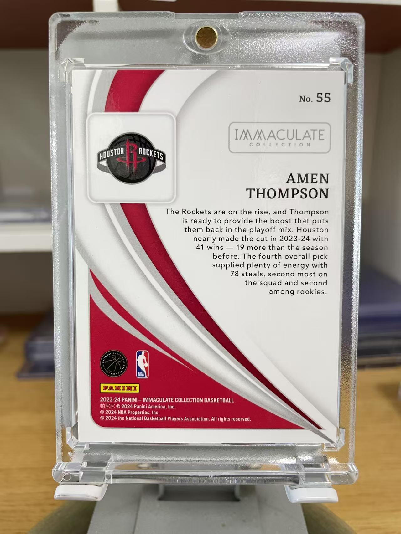 2023-24 Panini Immaculate Amen Thompson 【烟花】火箭新秀 阿门汤普森 base 01/99编 RC 首 ...