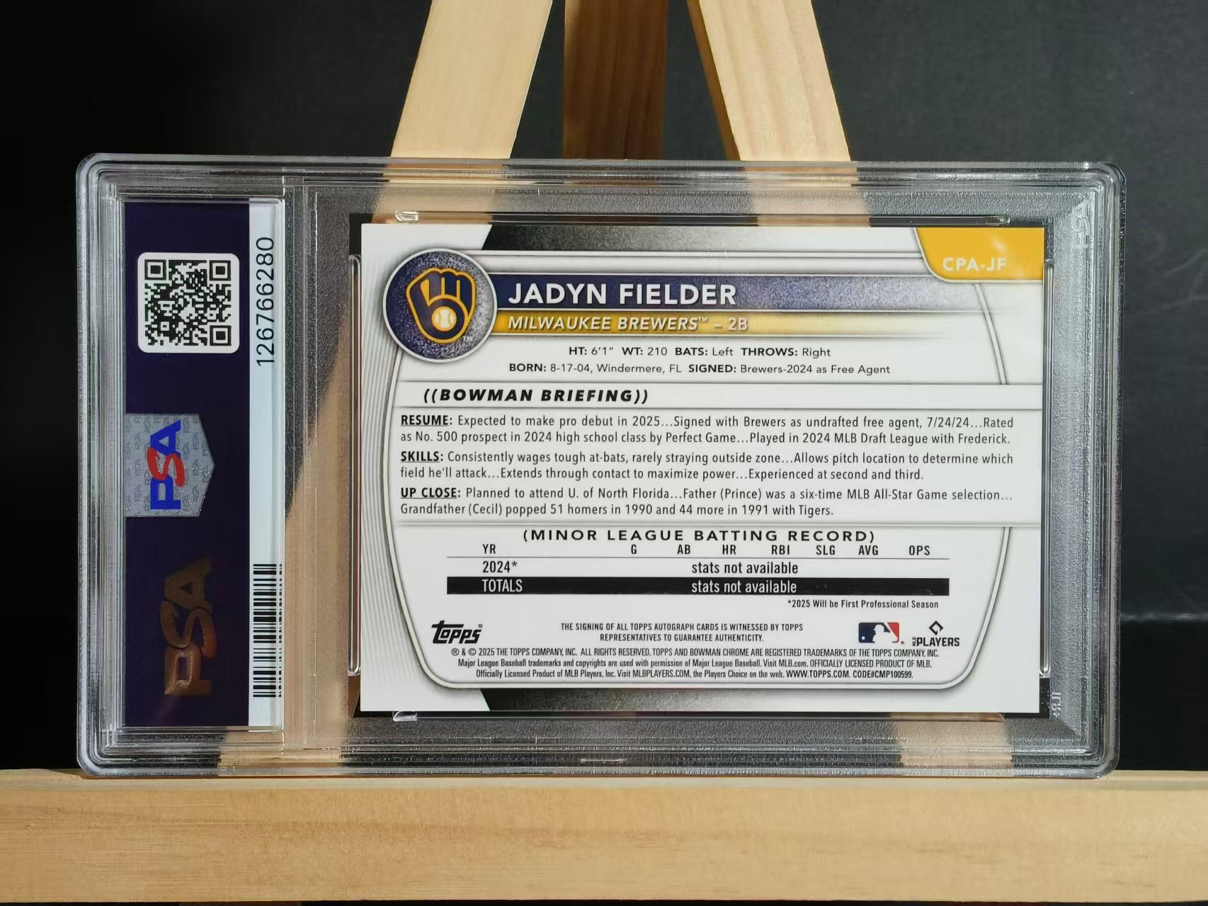 2025 Topps Bowman Jadyn Fielder 【九轩小师弟】棒球 杰丁 菲尔德 酿酒人 150编 签字 卡签 1st首秀 ...