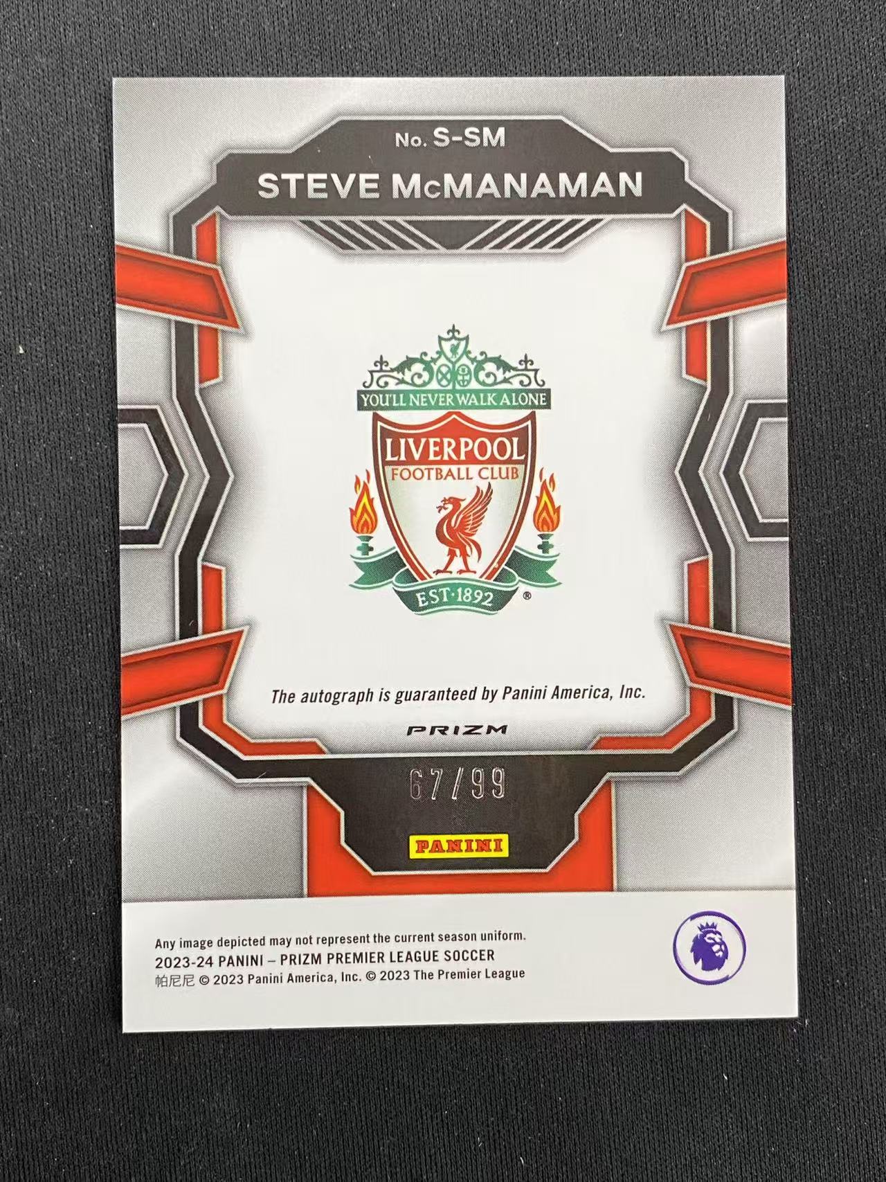 【长安代卖 截标预付80%】2023-24 Panini Prizm 英超 利物浦 Steve McManaman 麦克马纳曼 银折签字 67 ...