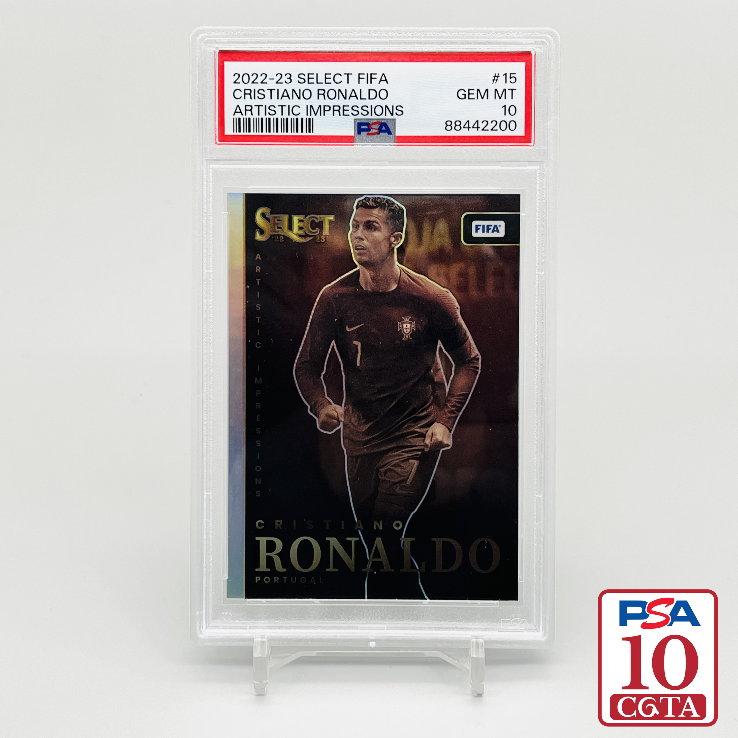 【CGTA P10 C罗】2022-23 Panini FIFA Select 葡萄牙 C罗 银折 大比例 艺术印象特卡 PSA评级10分 ...