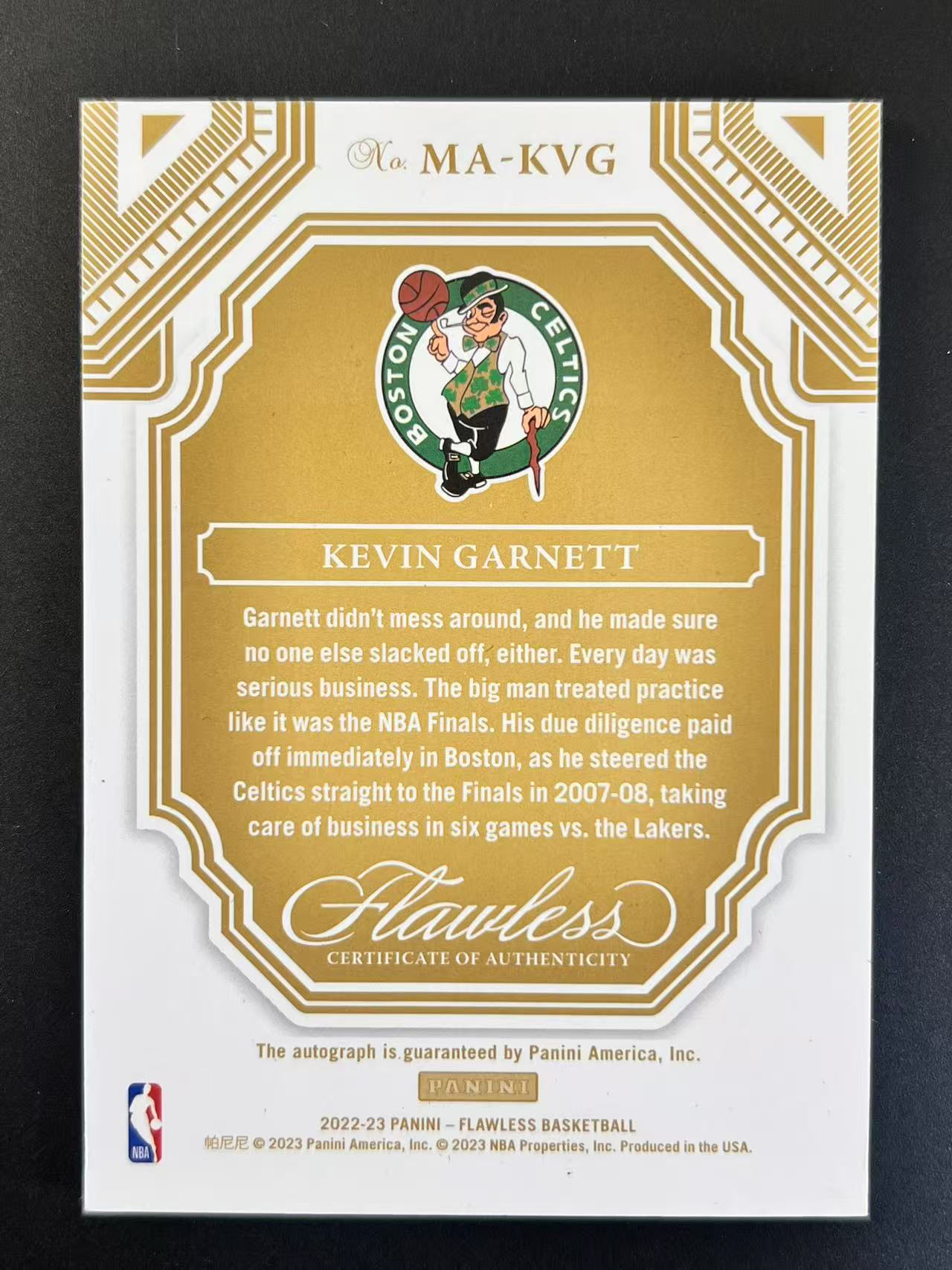 2022-23 Panini Flawless Kevin Garnett 【卡老鼠代卖】手提 凯尔特人 凯文 加内特 KG 25编 时刻签 ...