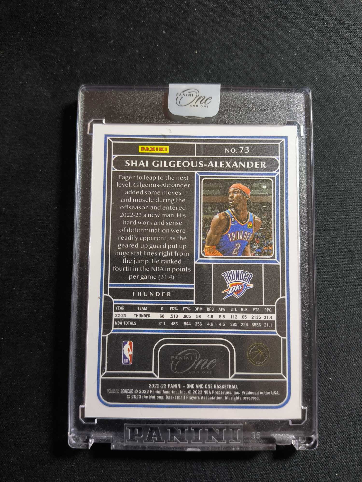 2022-23 Panini One and One Shai Gilgeous-Alexander OAO 俄克拉荷马雷霆 SGA 亚历山大 ...