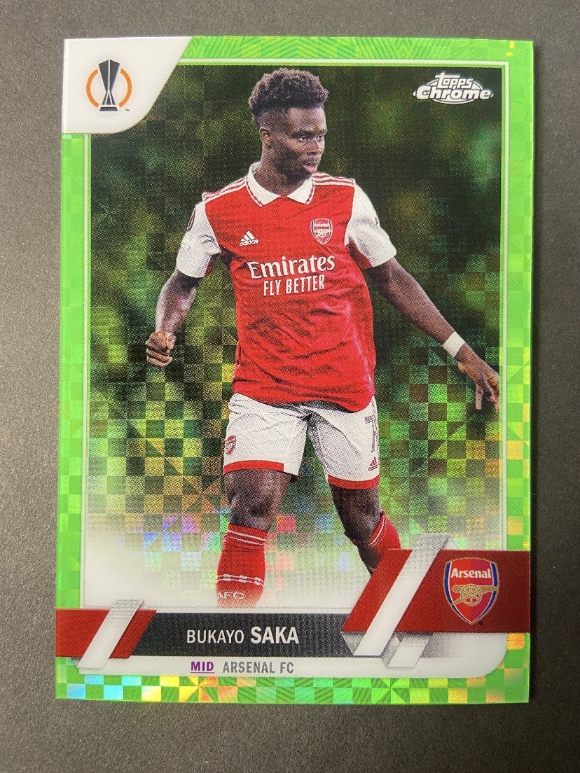 2022-23 Topps Chrome Bukayo Saka 英超 阿森纳 英格兰 前锋 萨卡 绿shimmer 折射 355/399编 ...