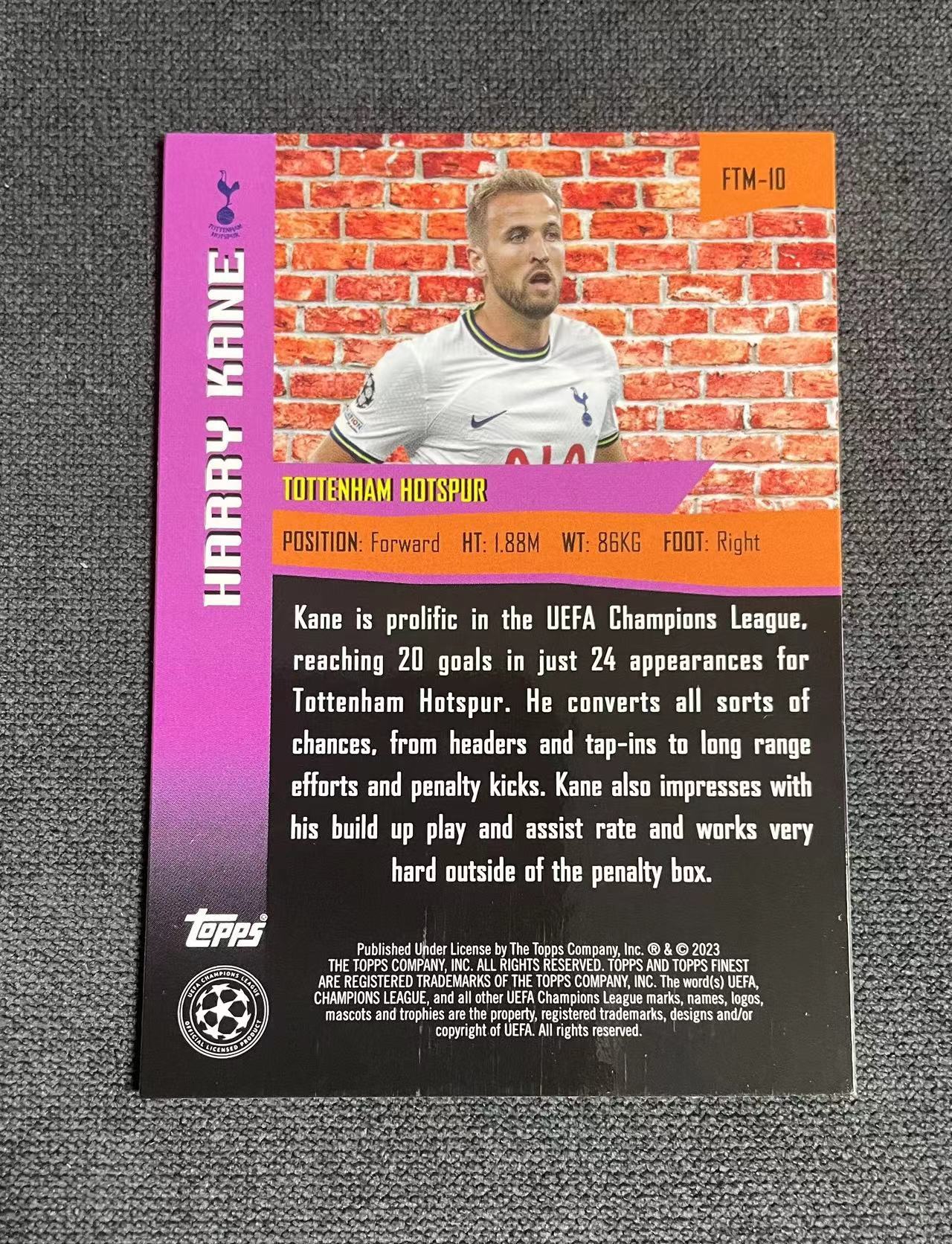 2022-23 Topps Finest Harry Kane 欧冠 欧战 托特纳姆热刺 哈里凯恩 孙兴民队友 英格兰主力中锋 the man ...