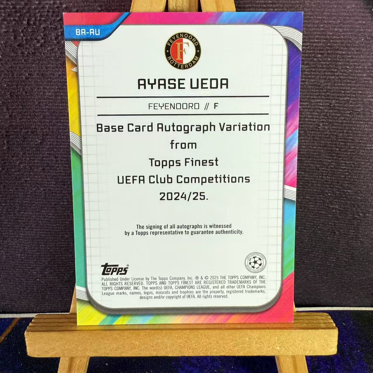 2025 Topps Finest Ayase Ueda 欧冠 费耶诺德 日本 上田绮世 199编 紫Shimmer折 签名签字 完美墨迹 贴 ...
