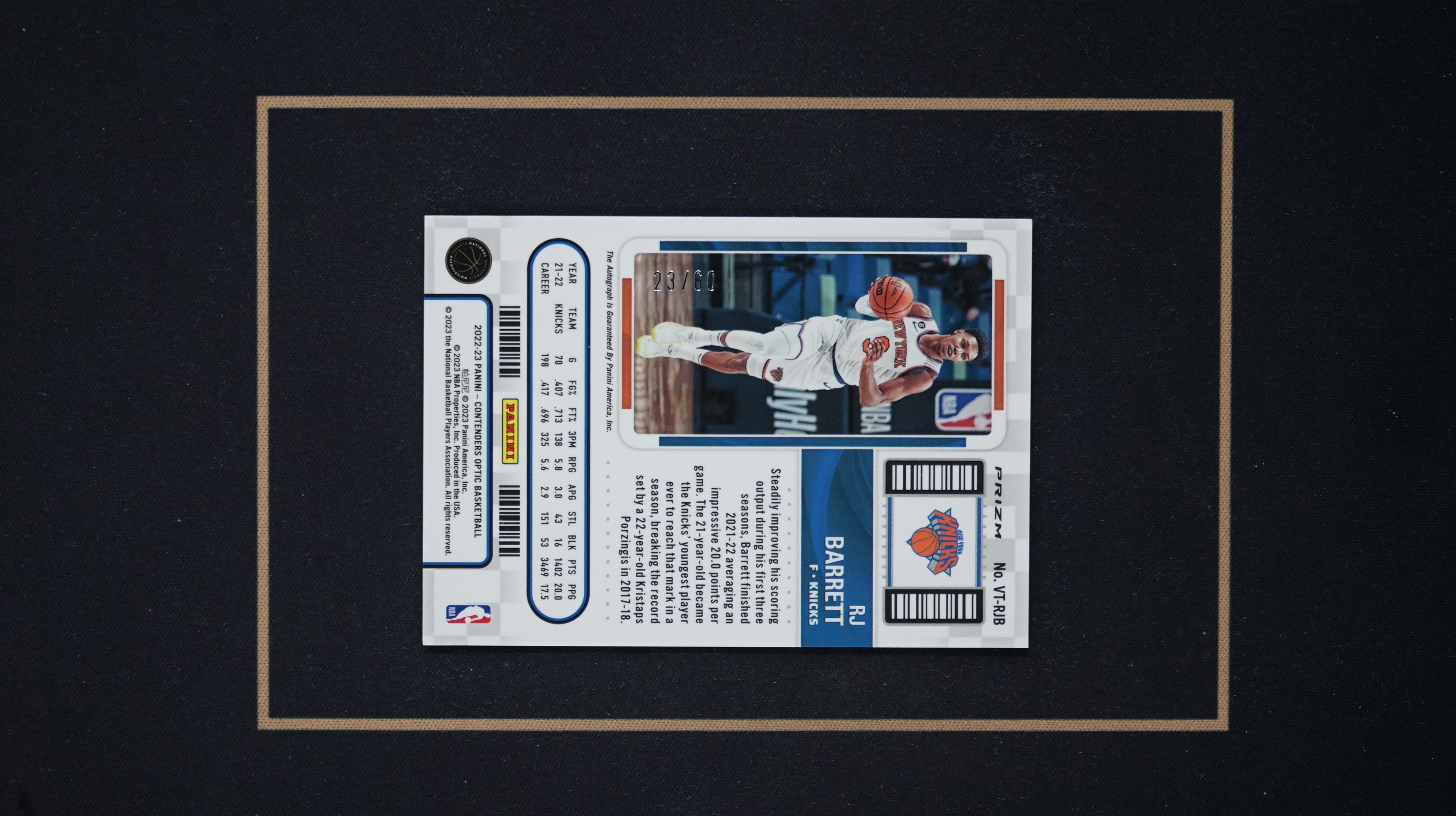 2022-23 Panini Contenders Optic R.J. Barrett 球票OP 尼克斯 RJ巴雷特 RJB 60编 红折 ...