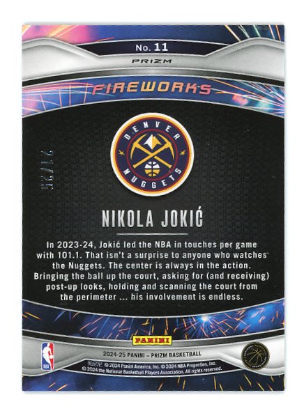 2024-25 Panini Prizm Basketball Nikola Jokic Fireworks Prizms Mojo #'ed ...